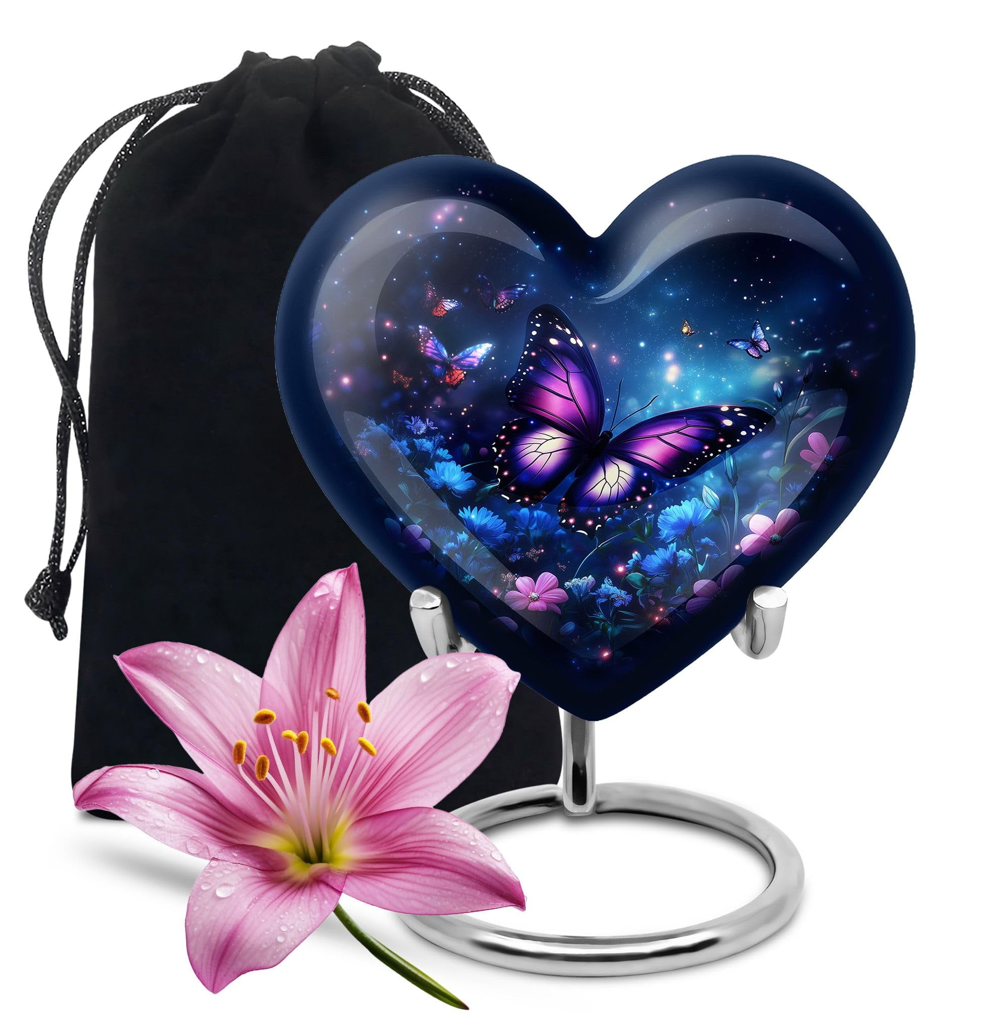 KARYLIZ Purple Butterfly Funeral Urn for Ashes Adult Male & Female ...