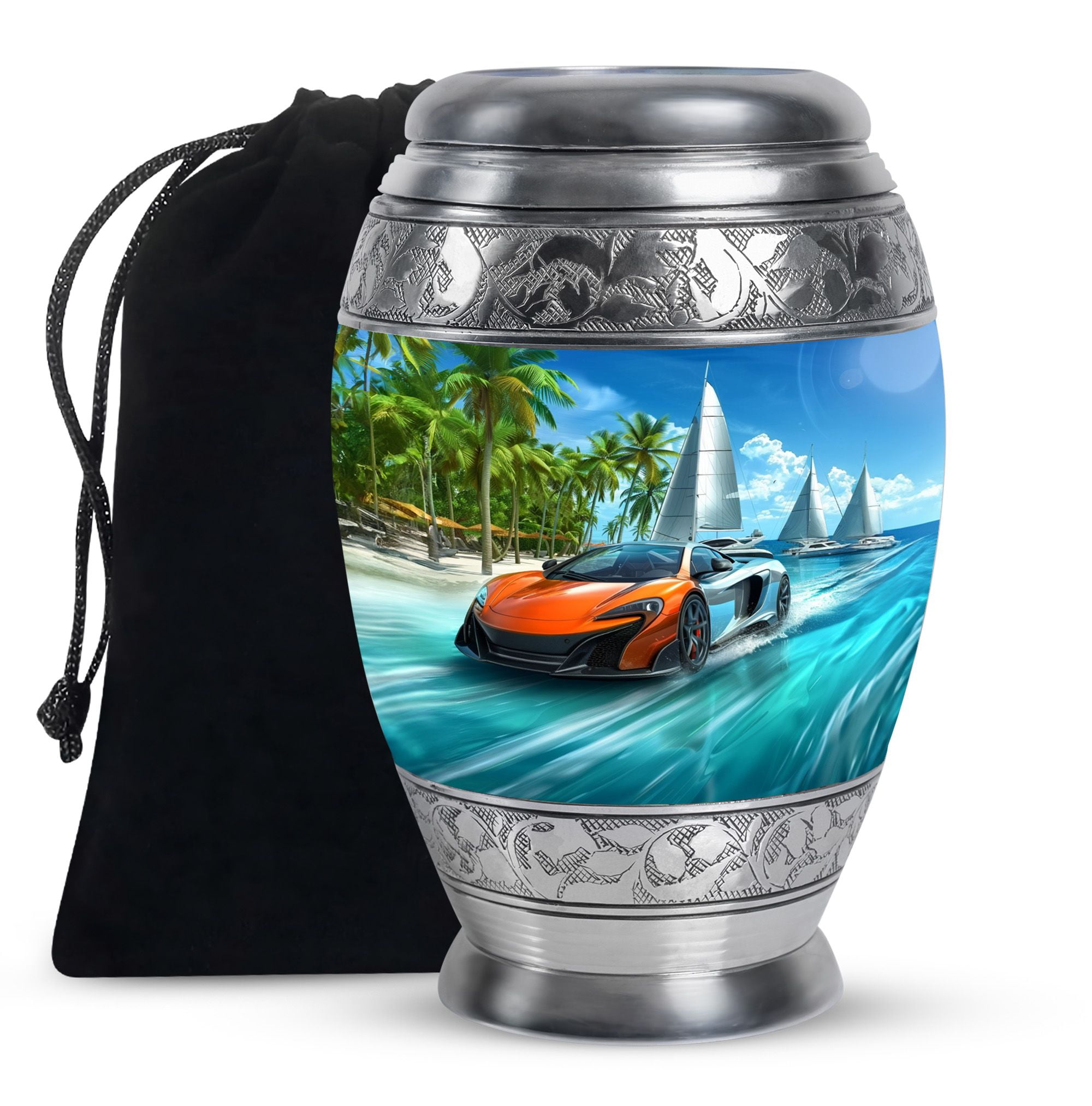 KARYLIZ Racer Car On Beach Urn For Ashes Adult Male - Race Car Urns For ...