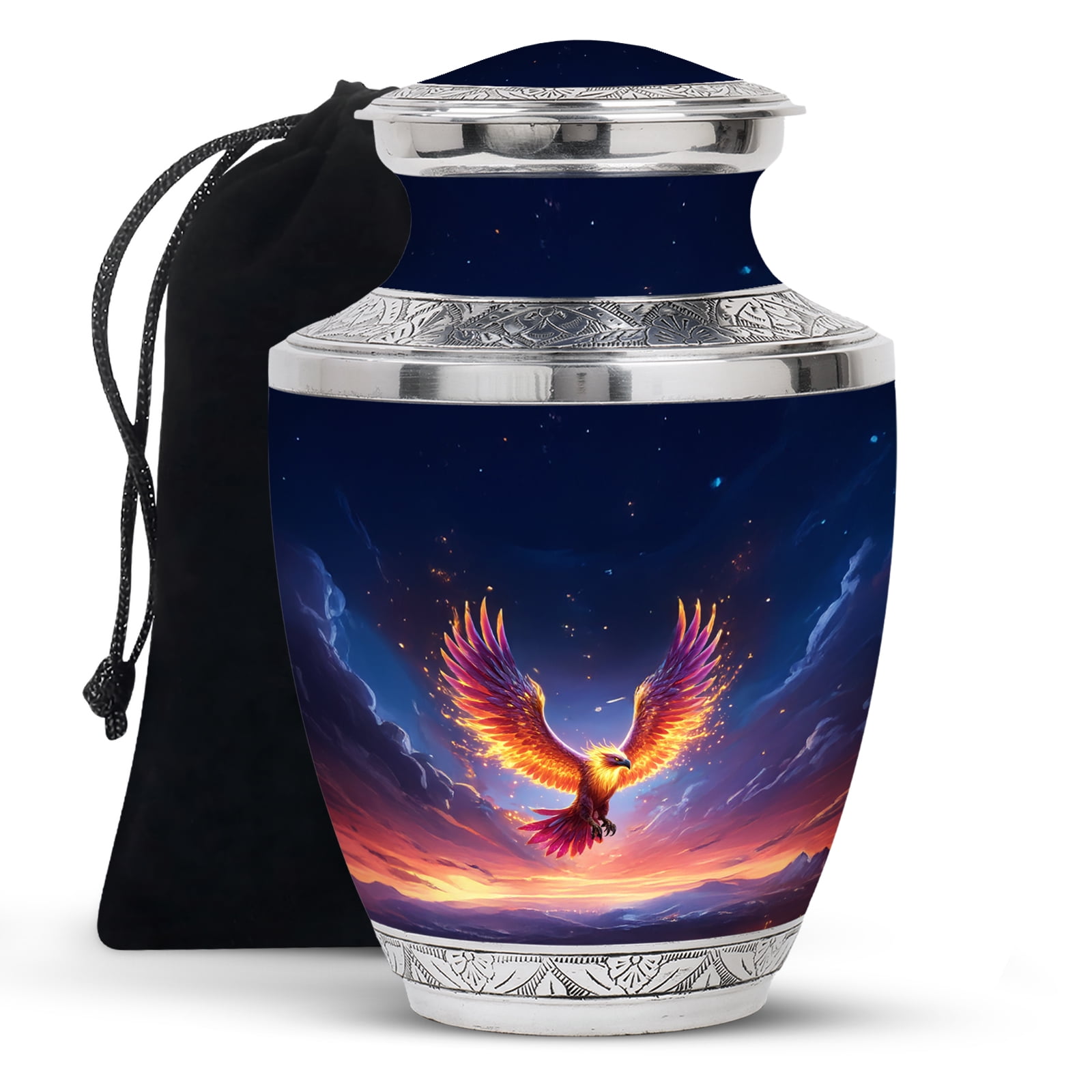 KARYLIZ Radiant Phoenix in Twilight Sky Funeral Urns, Midnight Blue ...