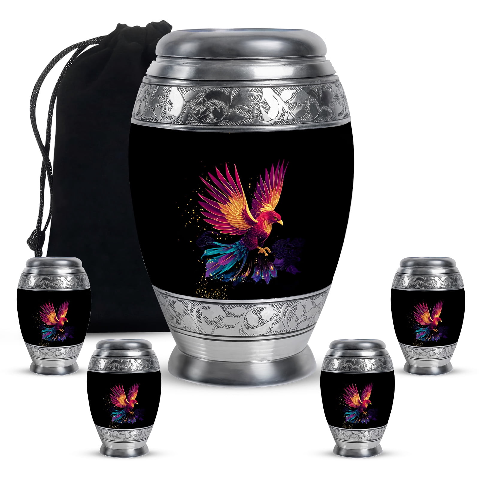 KARYLIZ Radiant Phoenix Urn, Combo of 10 Inch & 3 Inch, Pack of 5 ...