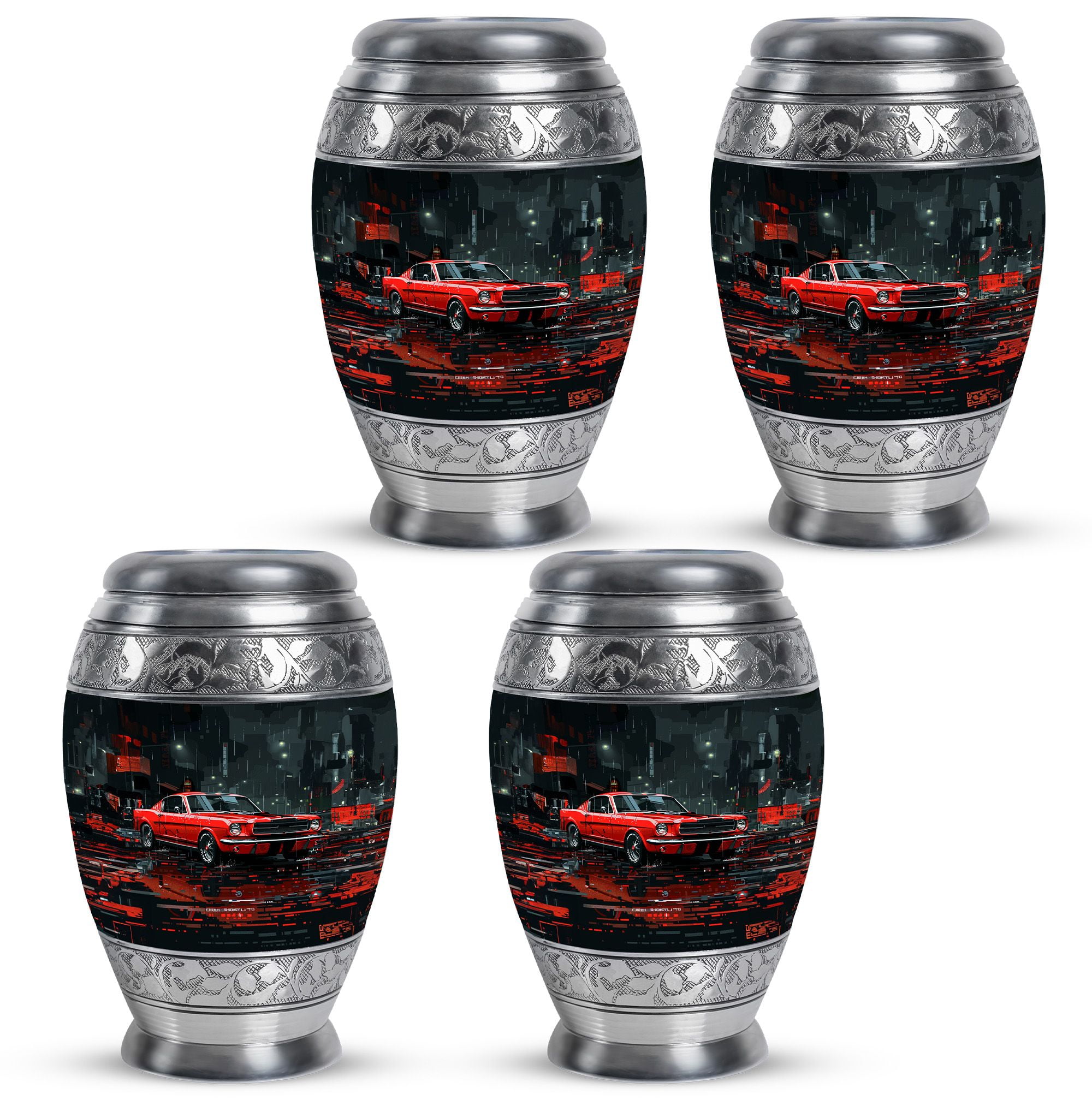 KARYLIZ Red Classic Car Mini Urns For Human Ashes Set Of 4 - Urns For ...