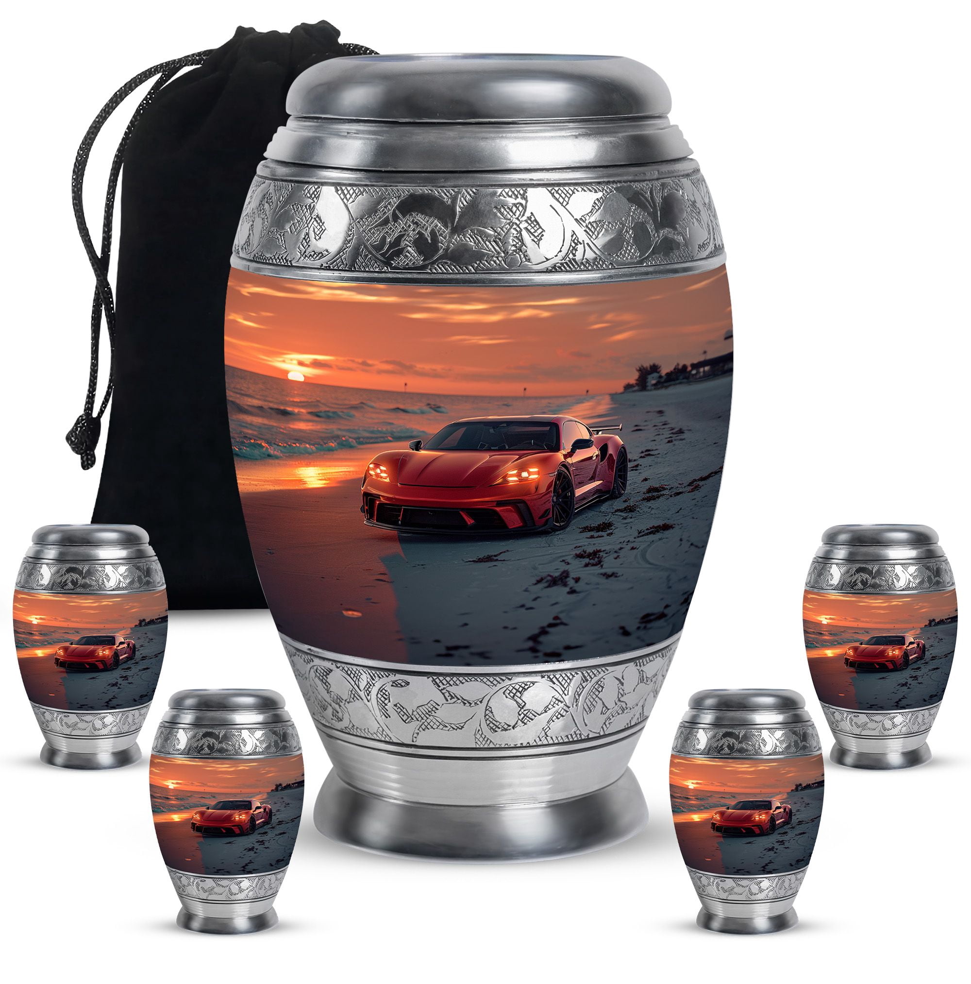 KARYLIZ Red Race Urn For Ashes Adult Male - Small Urn For Ashes For ...