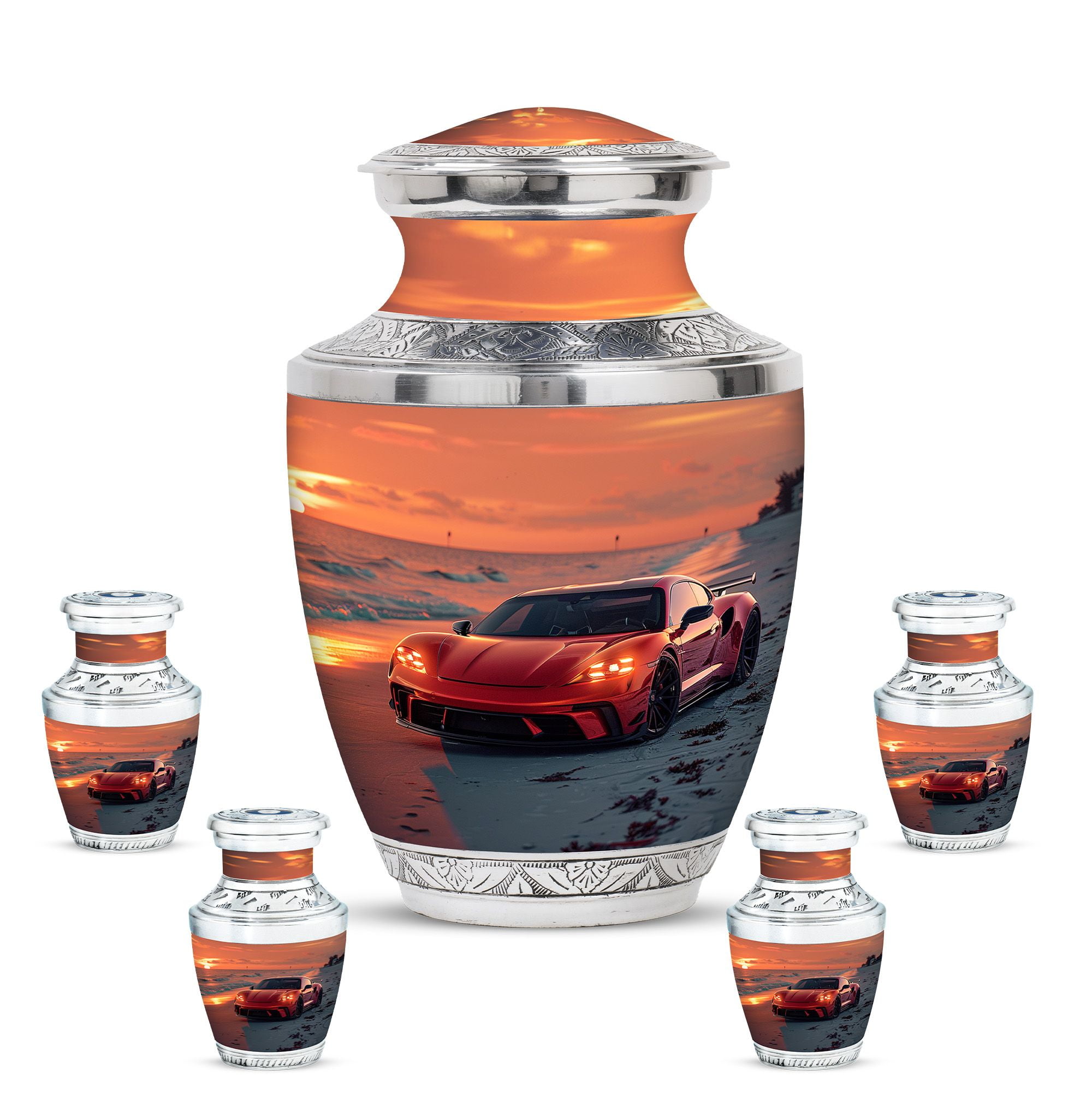 KARYLIZ Red Racing Car Cremation Urn For Human Ashes - Funeral Adult ...