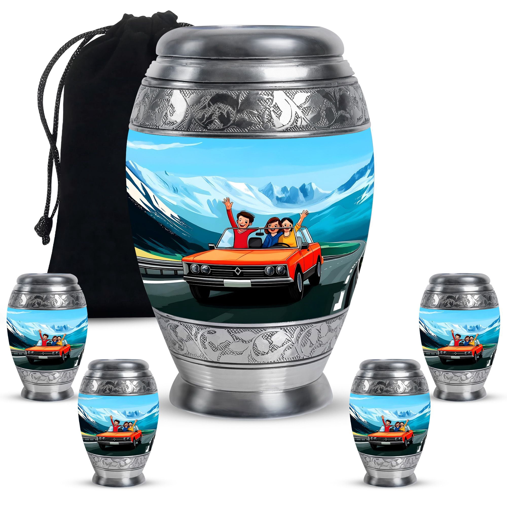 KARYLIZ Red Vintage Car Urn for Ashes for Women - Small Urn for Human ...
