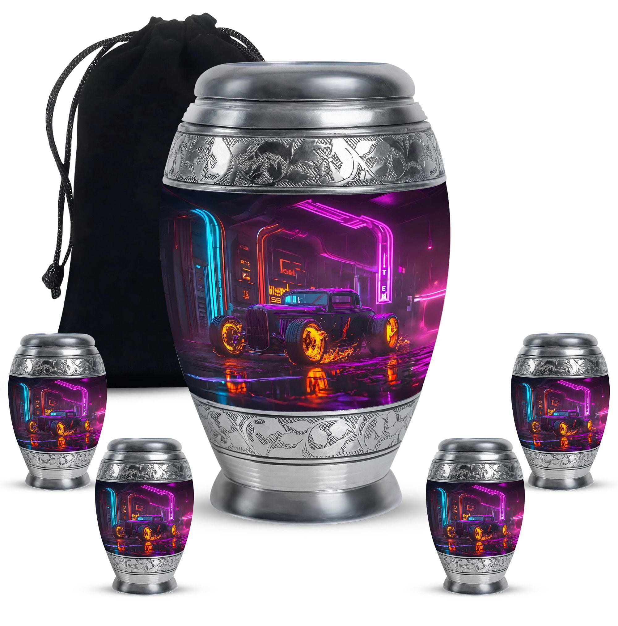 KARYLIZ Retro Classic Car Electric Violet Cremation Urn Human Ashes ...