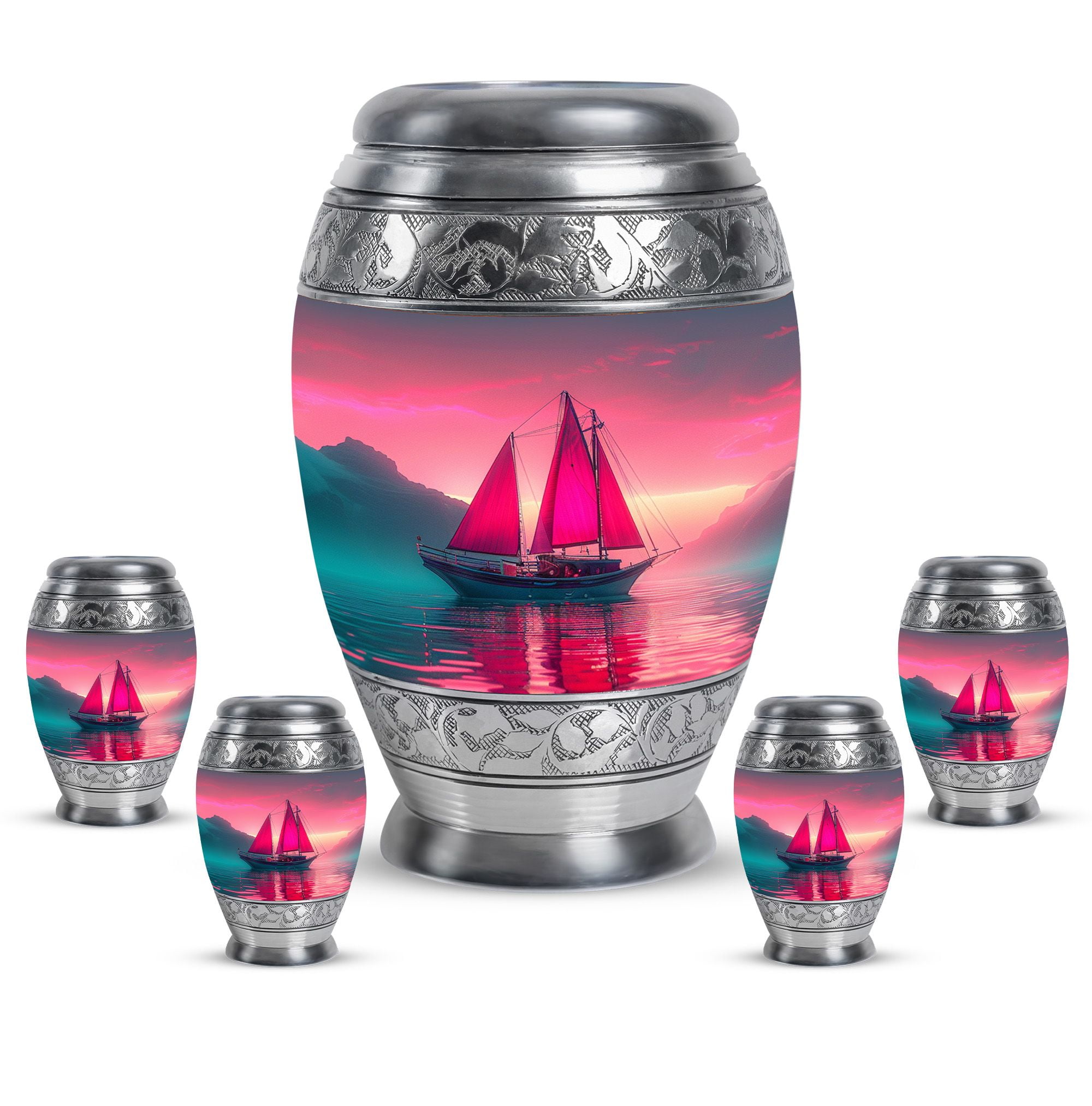 KARYLIZ Sail Boat Pink Urns for Ashes - Small Urn for Ashes Adult Male ...