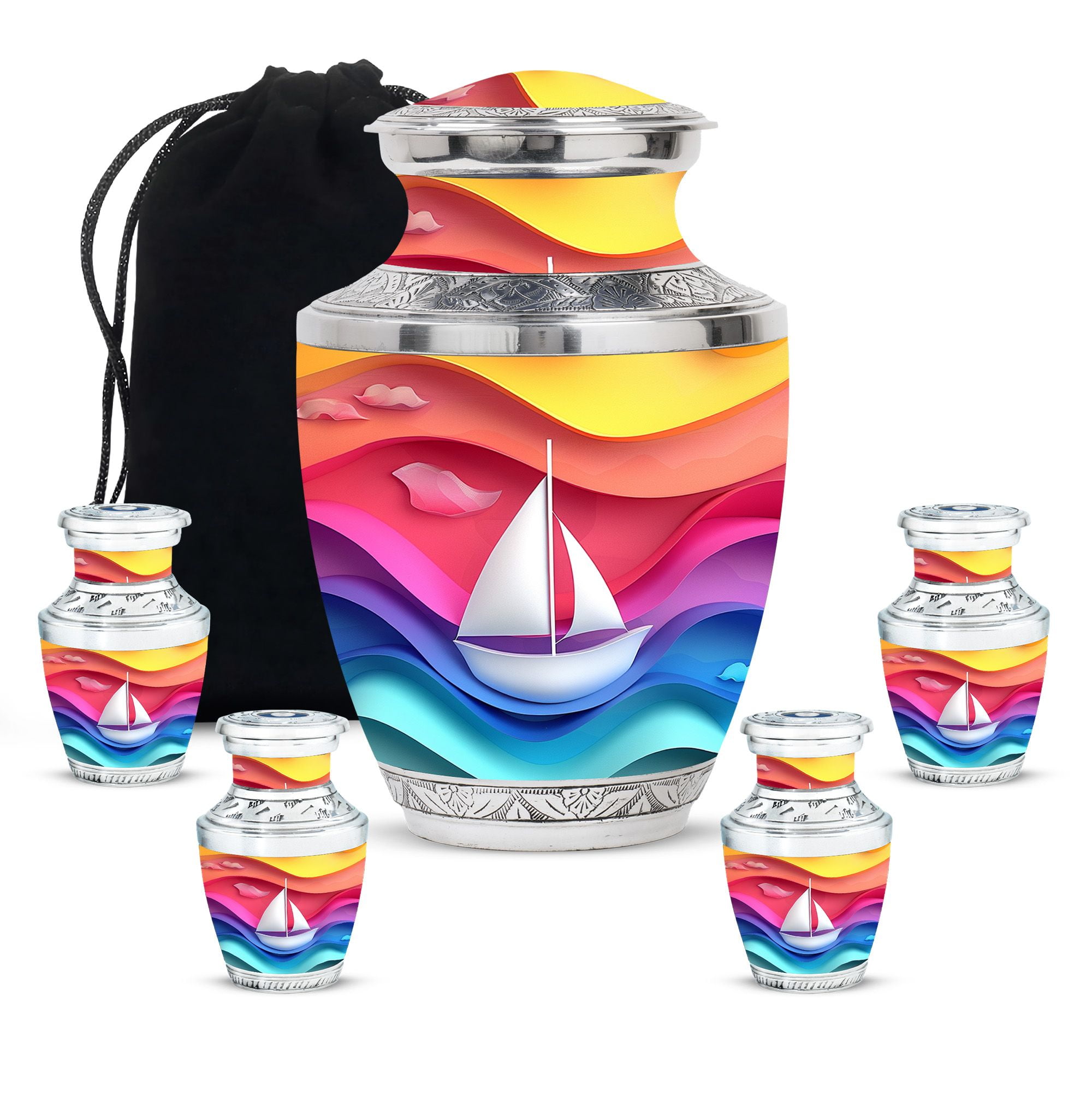 KARYLIZ Sailboat Ornament - Funeral Urn - Rainbow Cremation Urn for ...