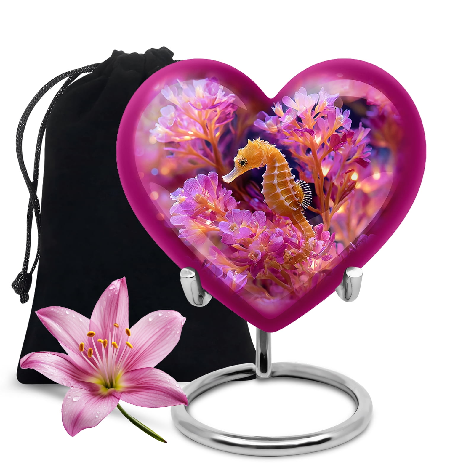 KARYLIZ Sea Horse Heart Shaped Urns For Ashes Adult Female - Large ...