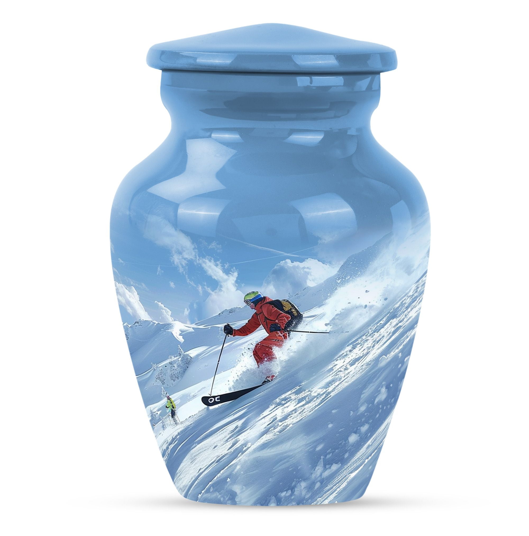 KARYLIZ Skiing Urns - Blue Urn For Ashes Adult Male - Cremation Urn For Ashes For Women - Mini ...
