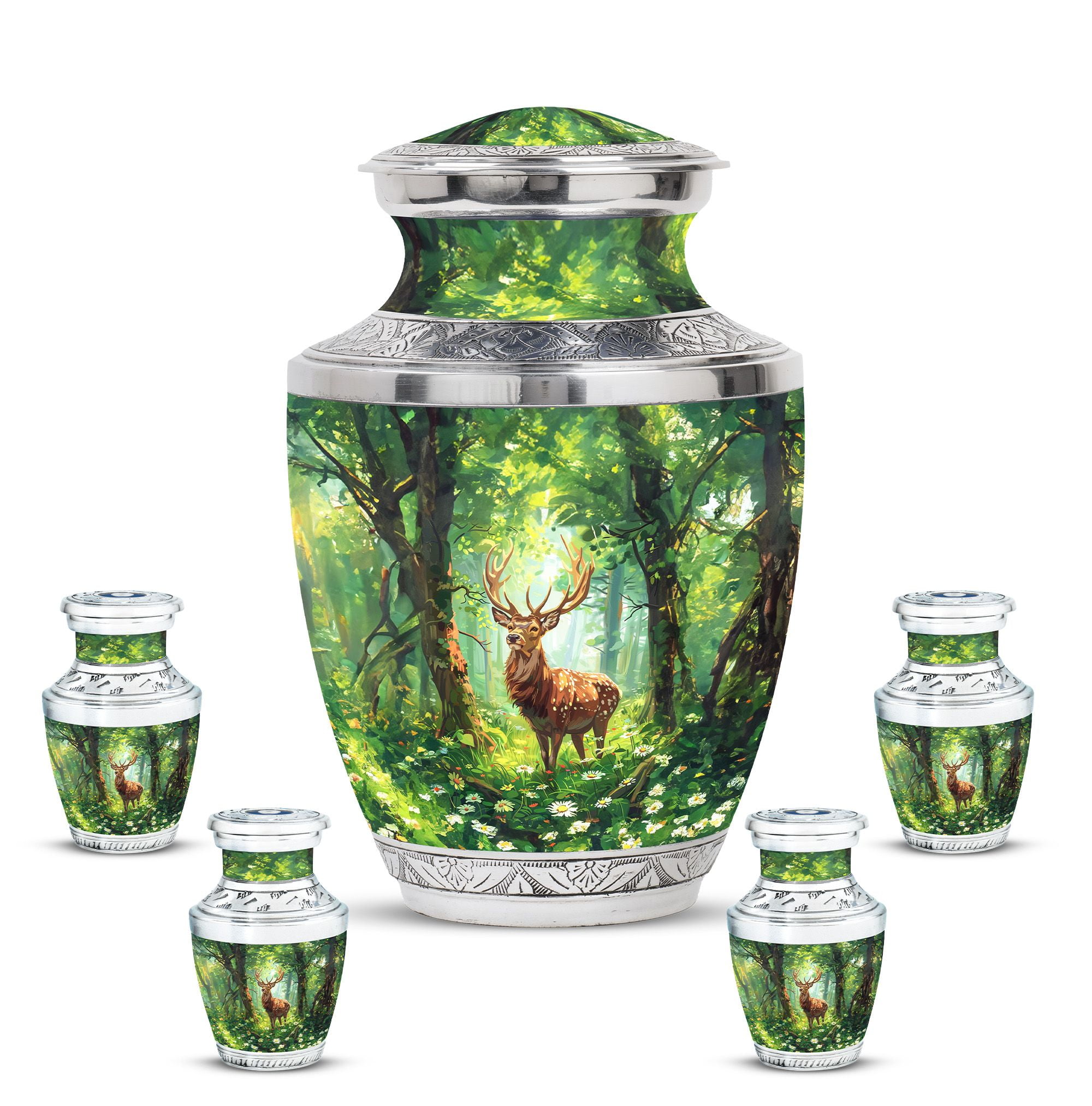 KARYLIZ Small Deer Urn - Funeral Cremation Urns for Adult Male - Green ...