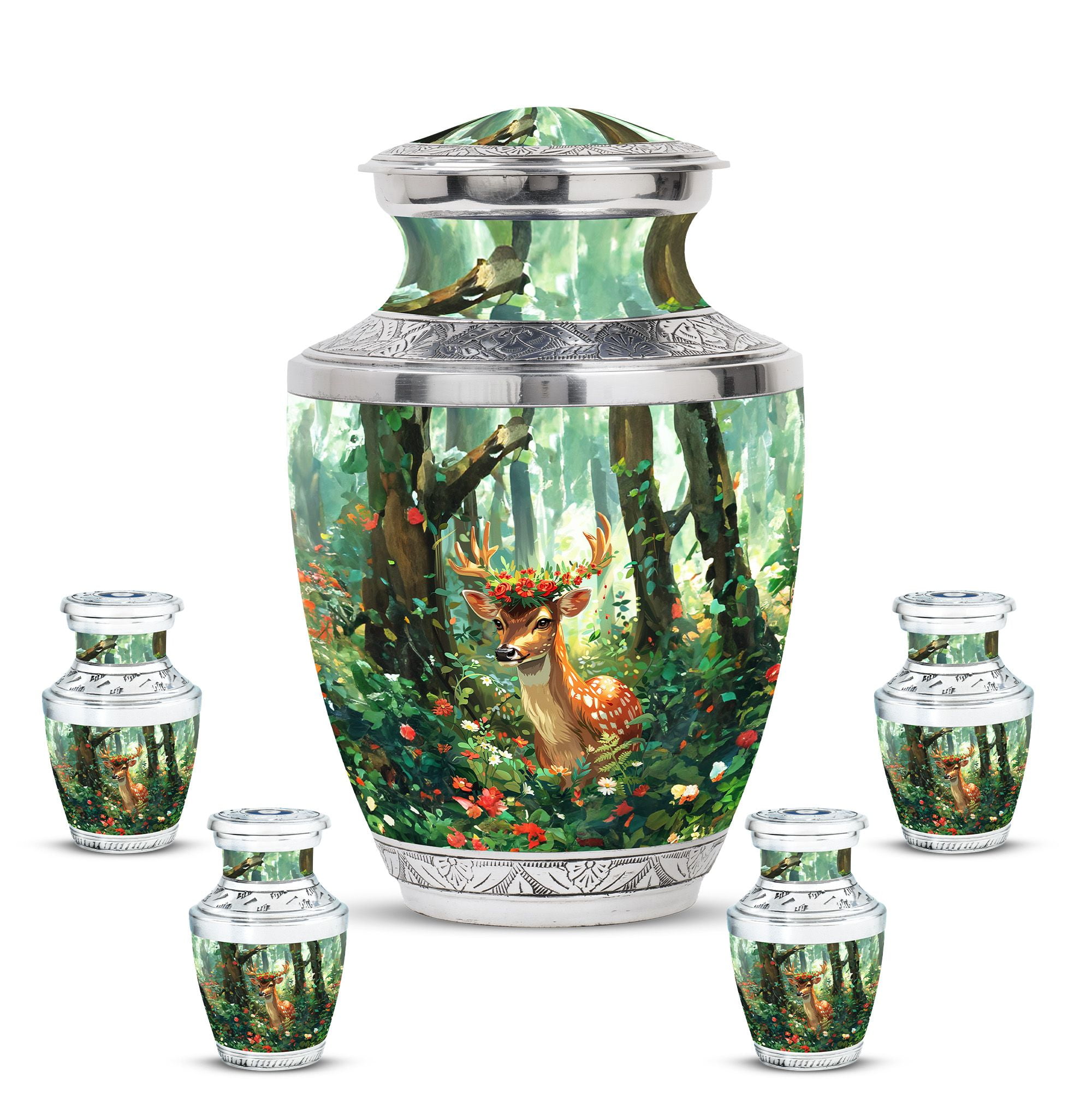 KARYLIZ Small Deer Urn - Large Green Cremation Urn for Ashes Adult Male ...