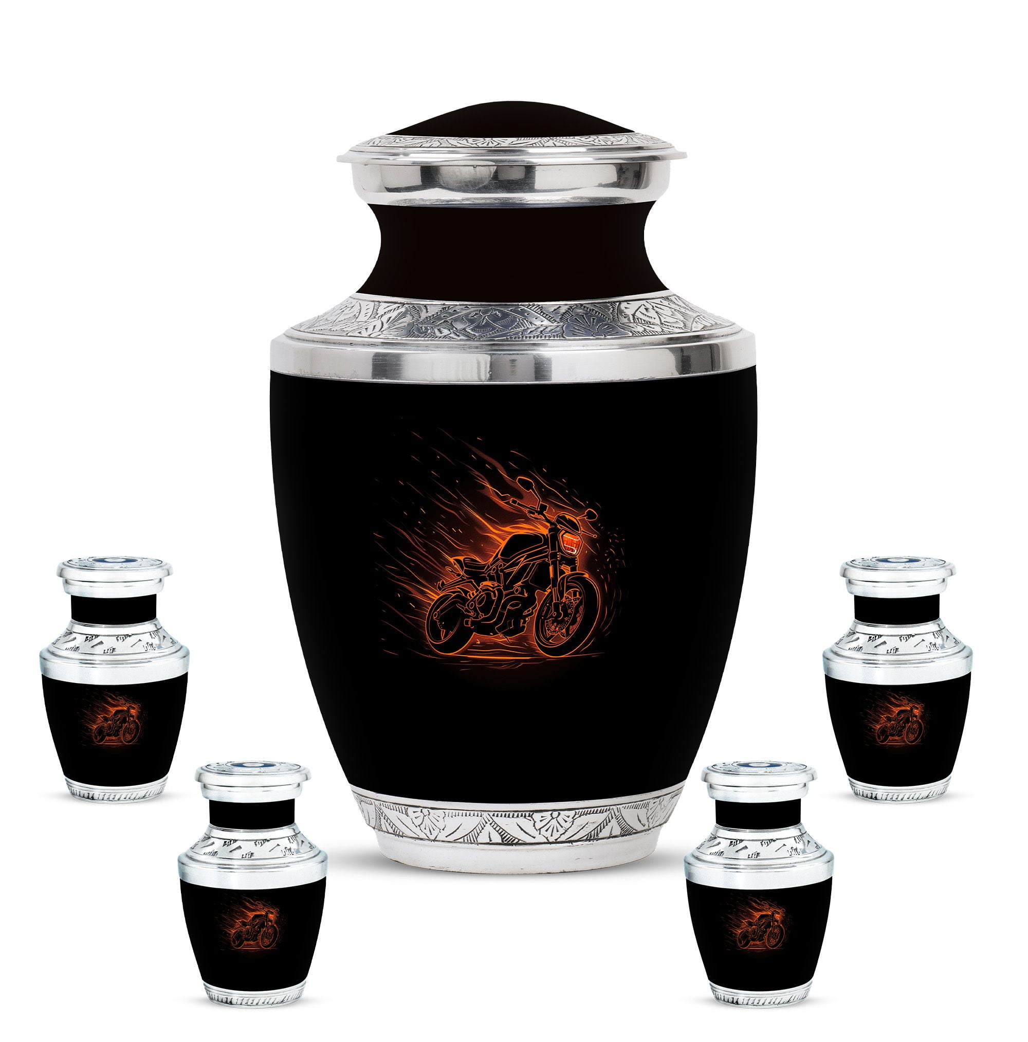 KARYLIZ Small Motorcycle Cremation Urn for Ashes - Black Tiny ...
