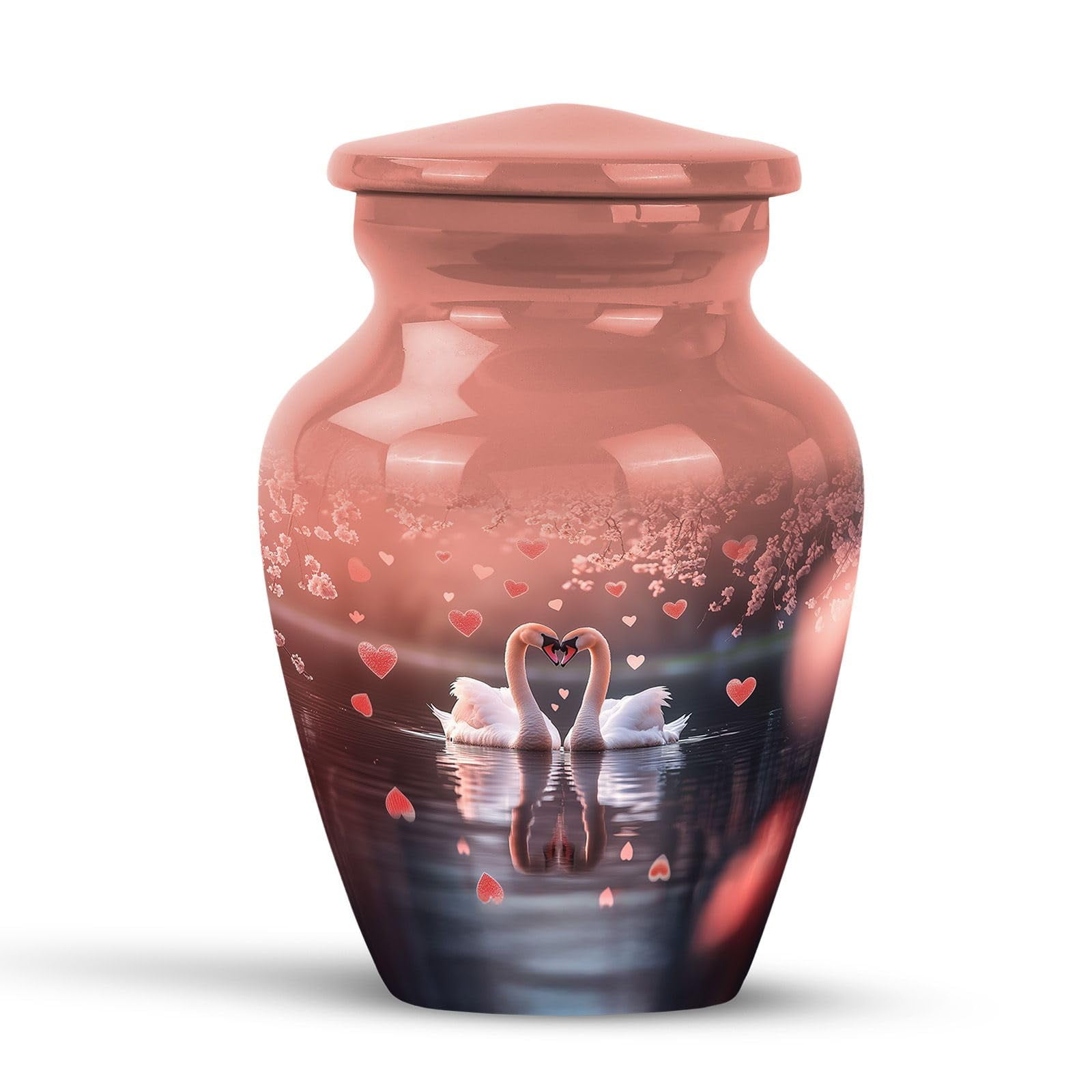 KARYLIZ Swan Human Ashes Holder for Burial - Urn for Cremation - Peach ...
