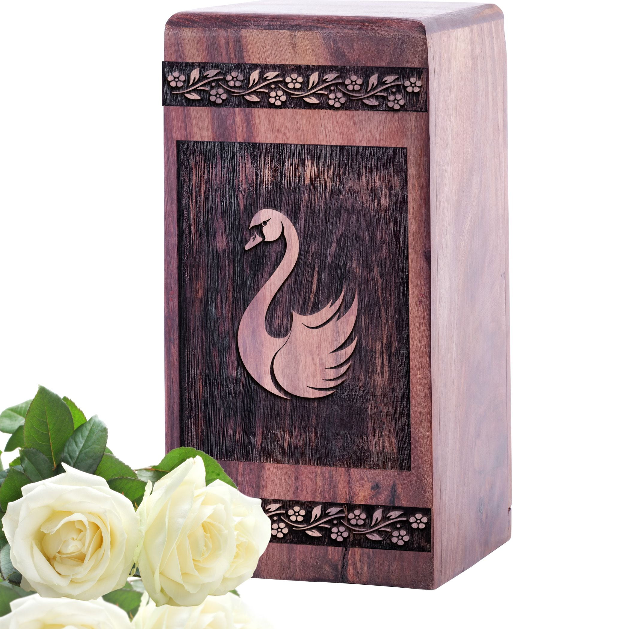 KARYLIZ Swan Urn For Adult Man - Large Wooden Urn For Human Ashes Adult ...