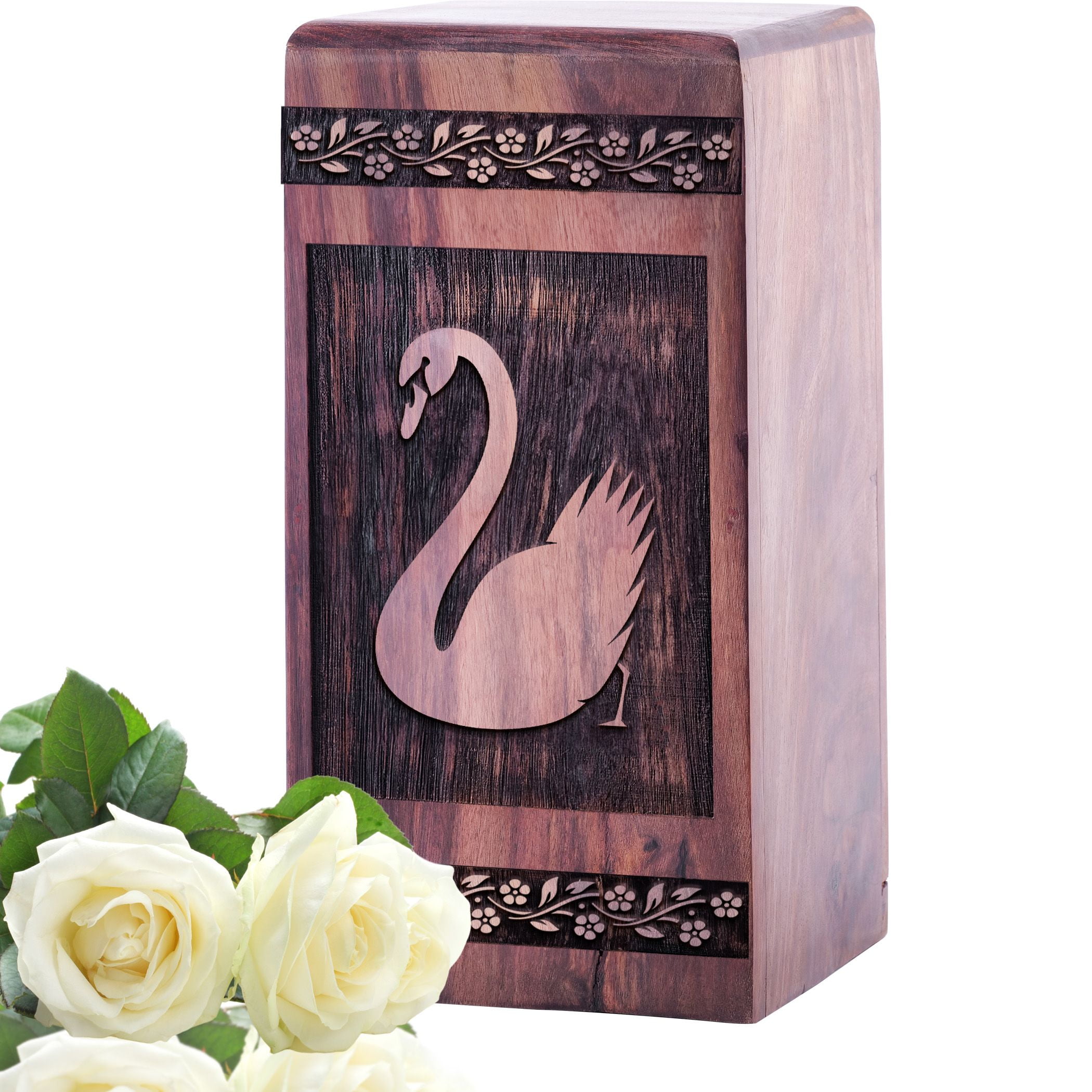 KARYLIZ Swan Wooden Urns Box, Large Urn For Human Ashes Adult Male ...
