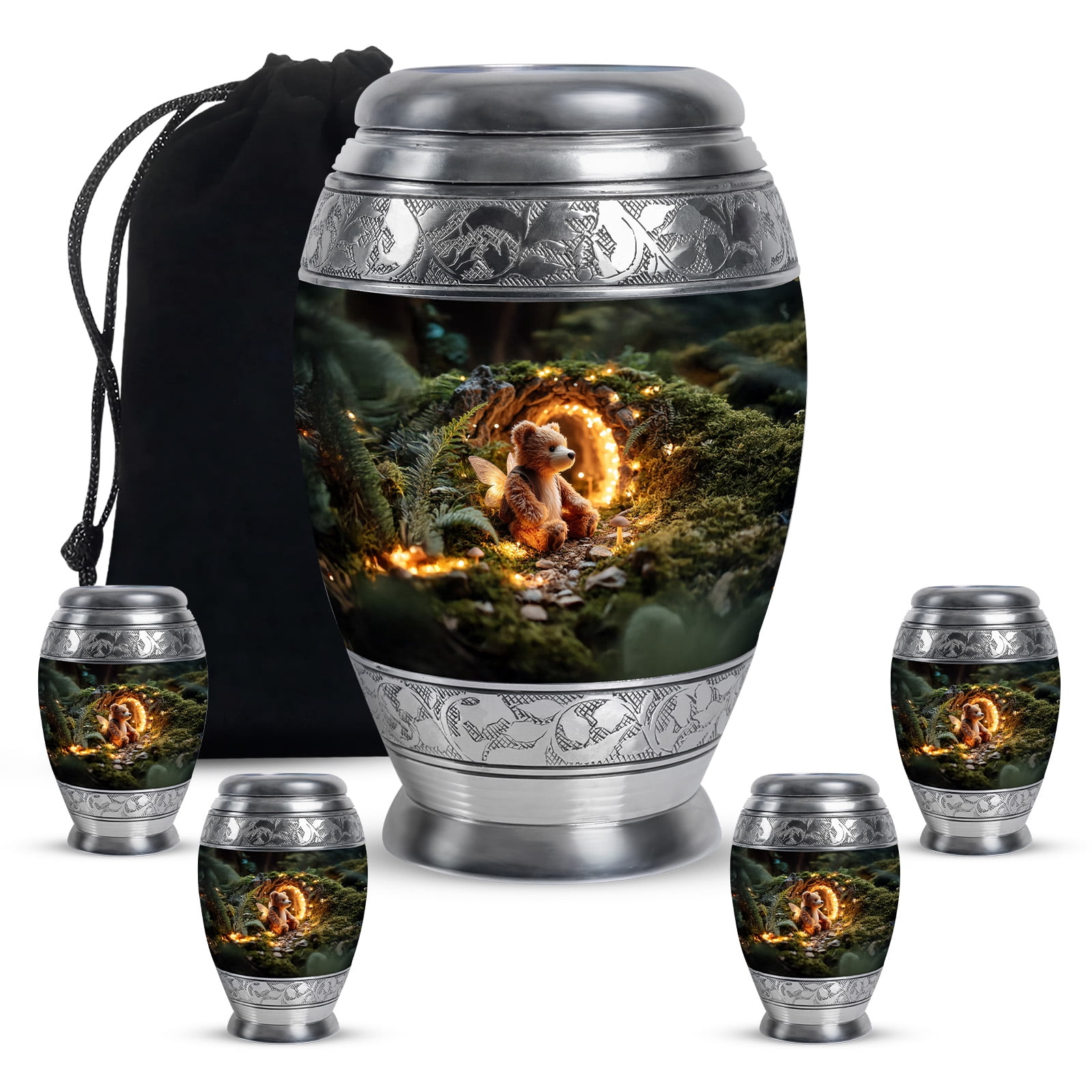 KARYLIZ Teddy Bear Mini Urns For Human Ashes Set, Cremation Funeral Urn ...