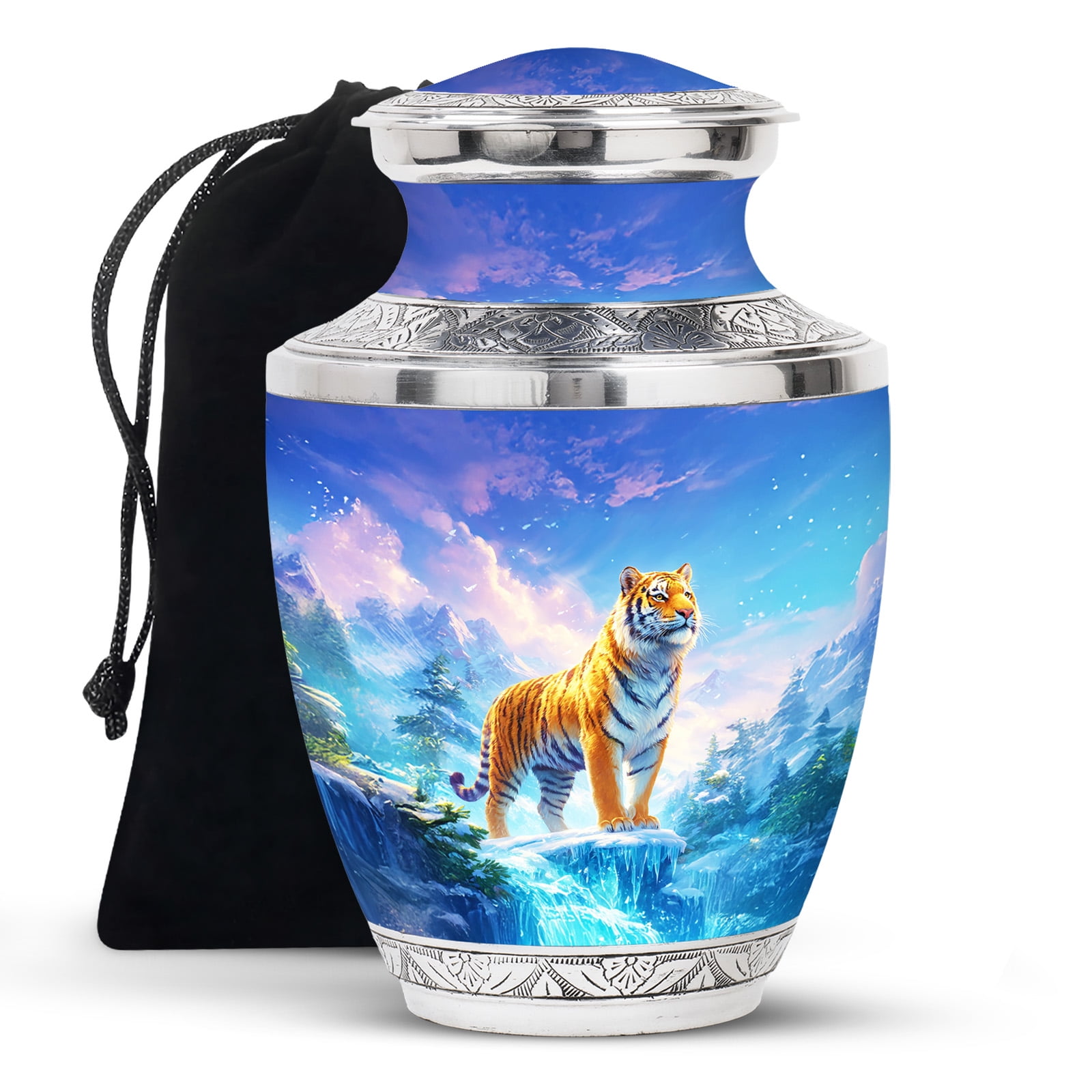 KARYLIZ Tiger Memorial Urns for Adult Male & Female - Blue Cremation ...