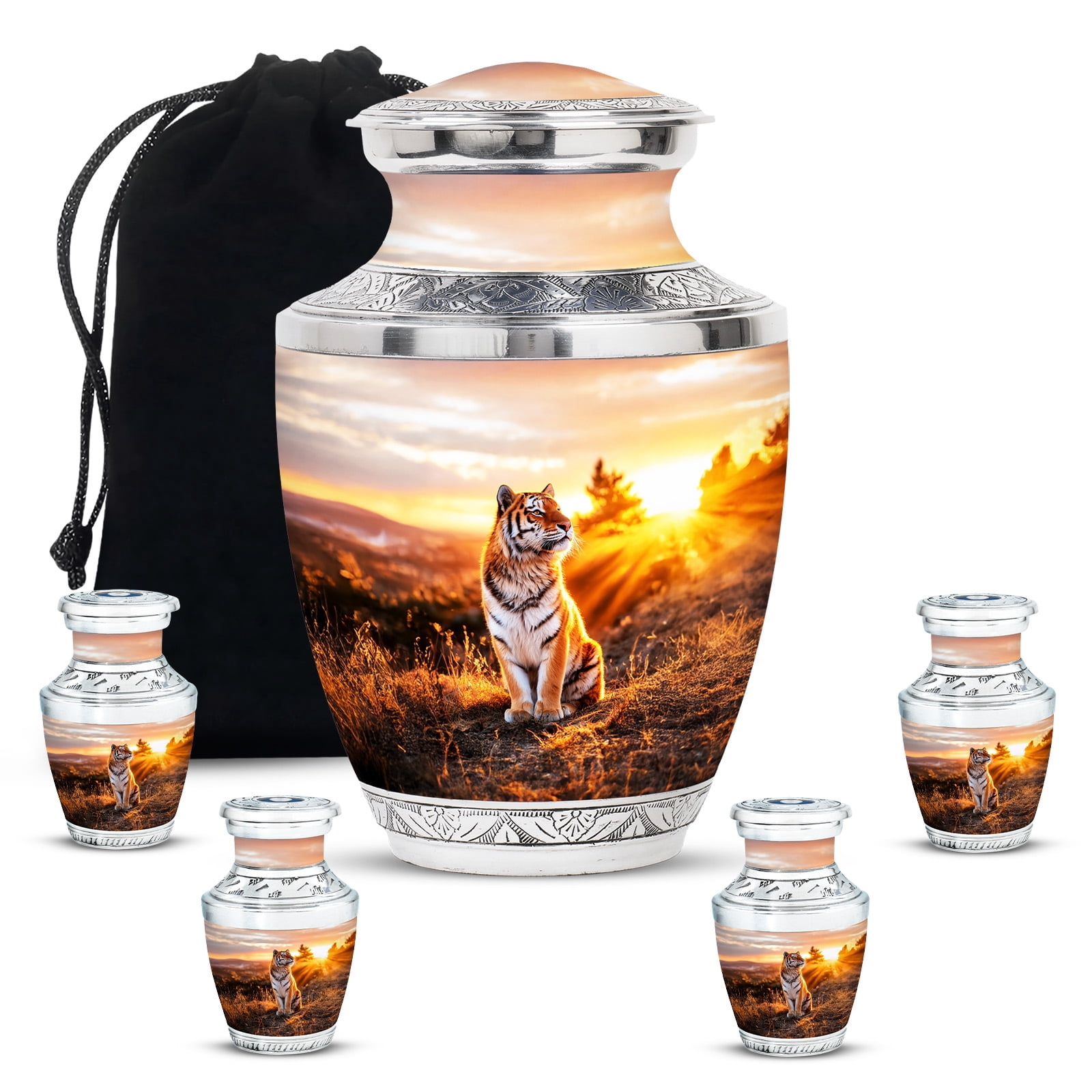 KARYLIZ Tiger Urn for Ashes Mom & Dad - Sunset Cremation Urn for Adult ...