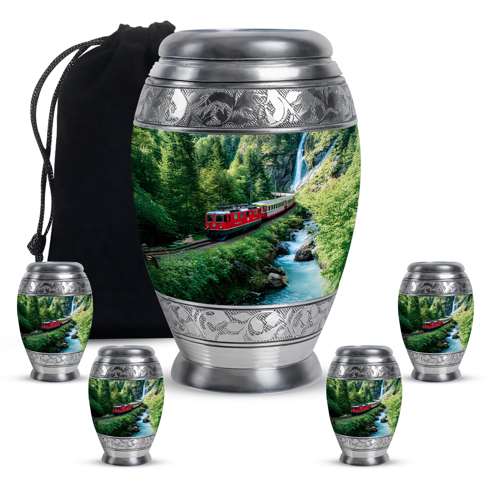 KARYLIZ Train Cremation Urns for Ashes – Combo of 5 with 10 Inch Green ...