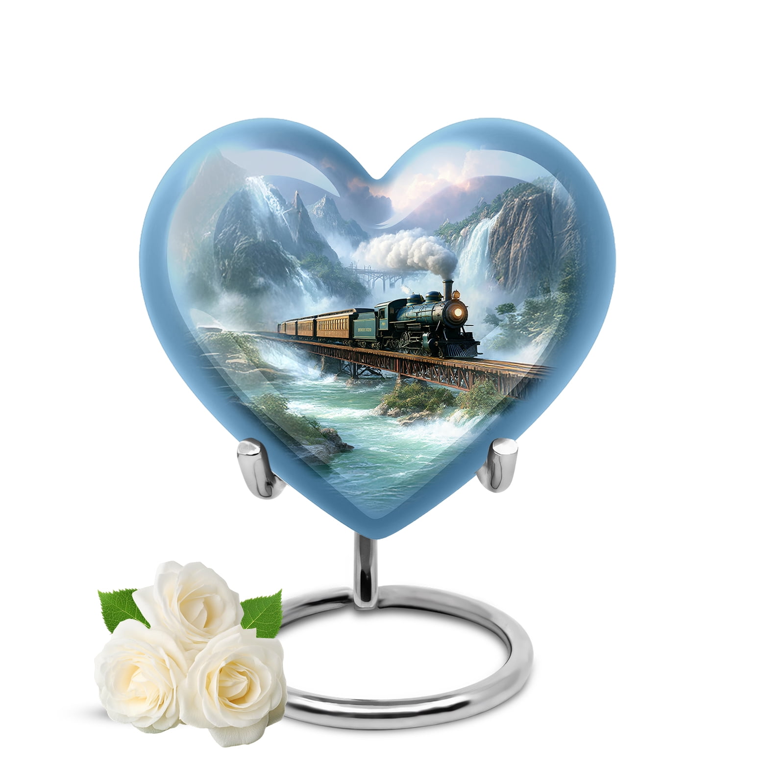 KARYLIZ Train Heart Shaped Urns For Human Ashes Adult Man - Mountain ...