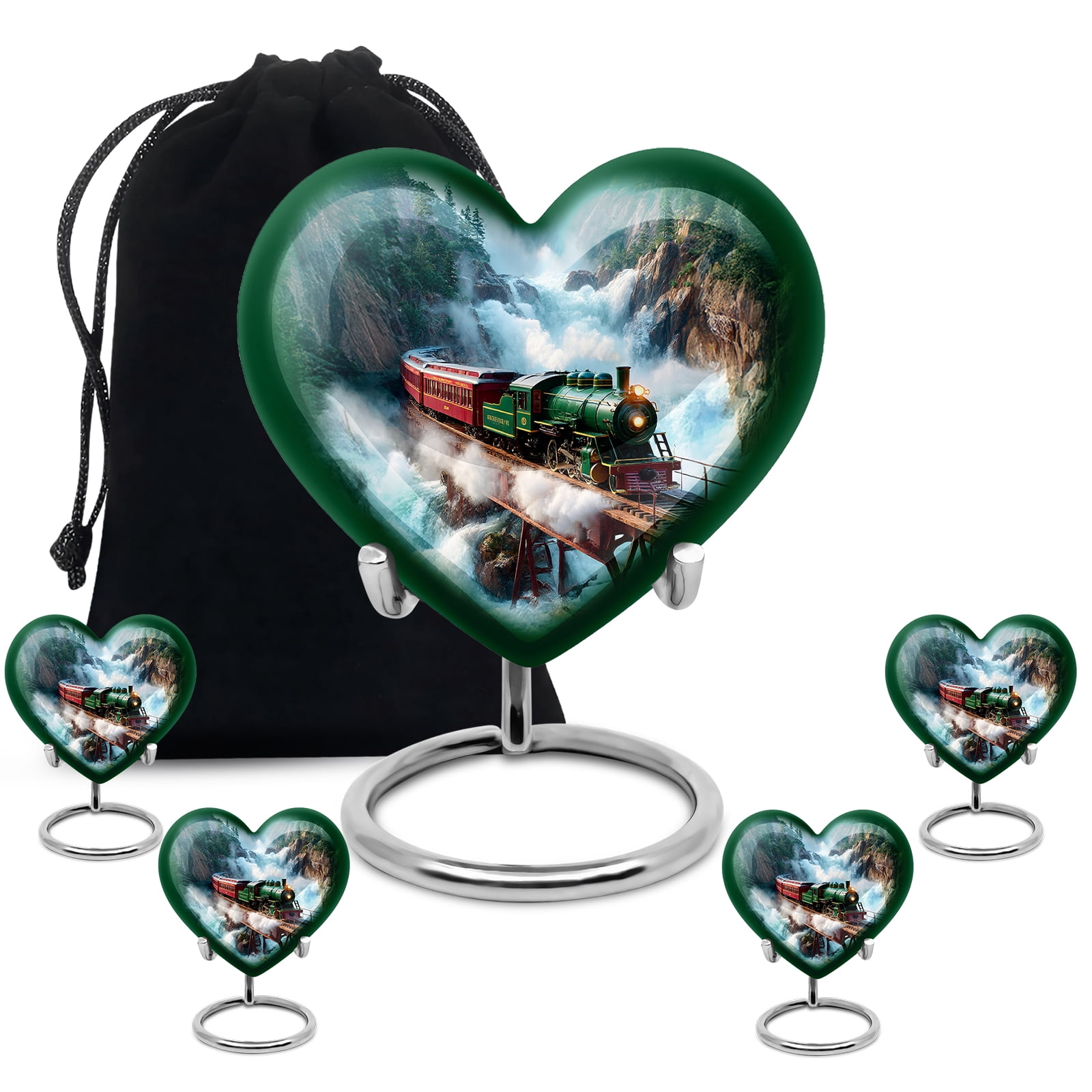 KARYLIZ Train Urns for Ashes Combo of 5 – 10 Inch Large Forest Green ...