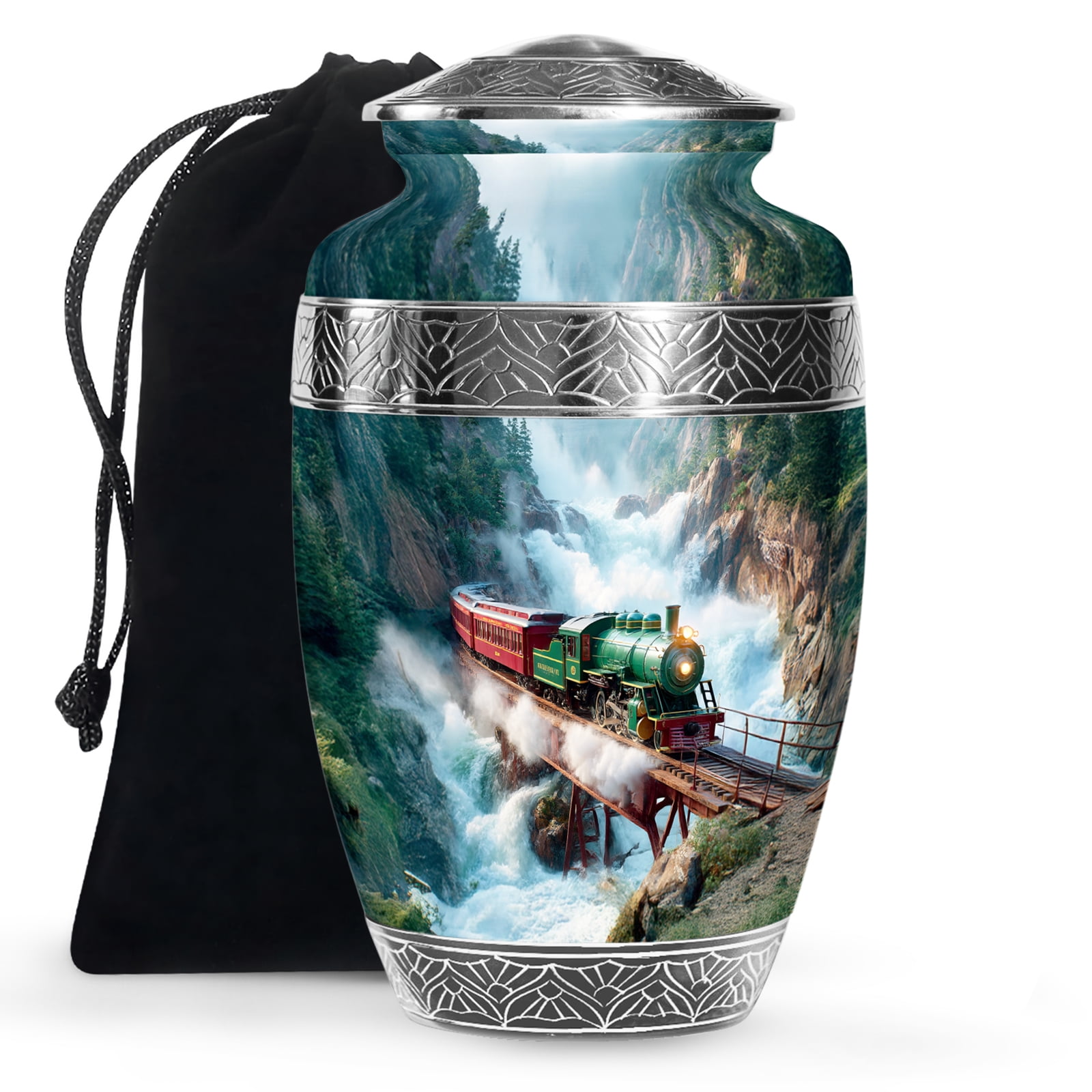 KARYLIZ Train Urns For Human Ashes Adult Man - Forest Green Cremation ...
