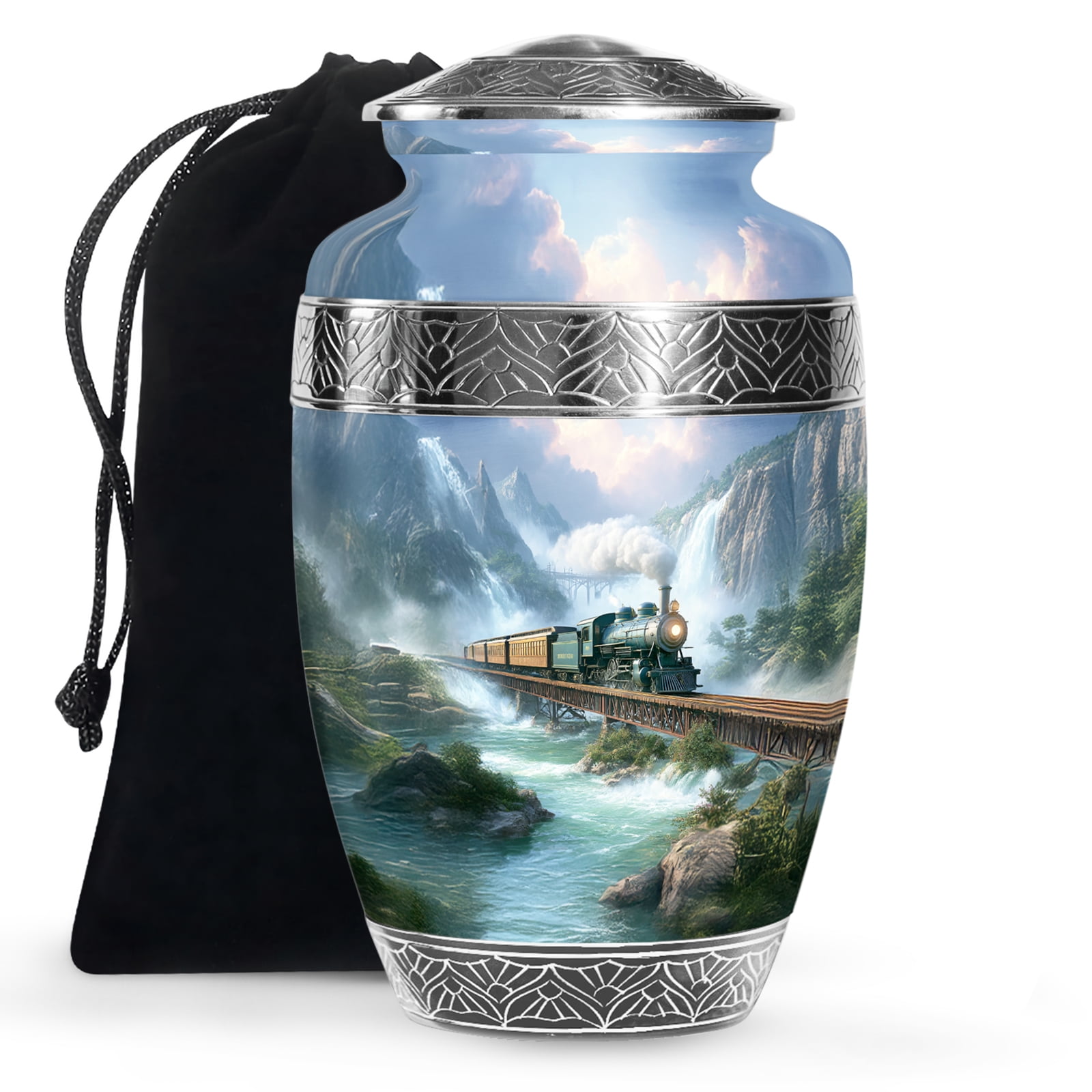 KARYLIZ Train Urns For Human Ashes Adult Man - Mountain Valley Clouds ...