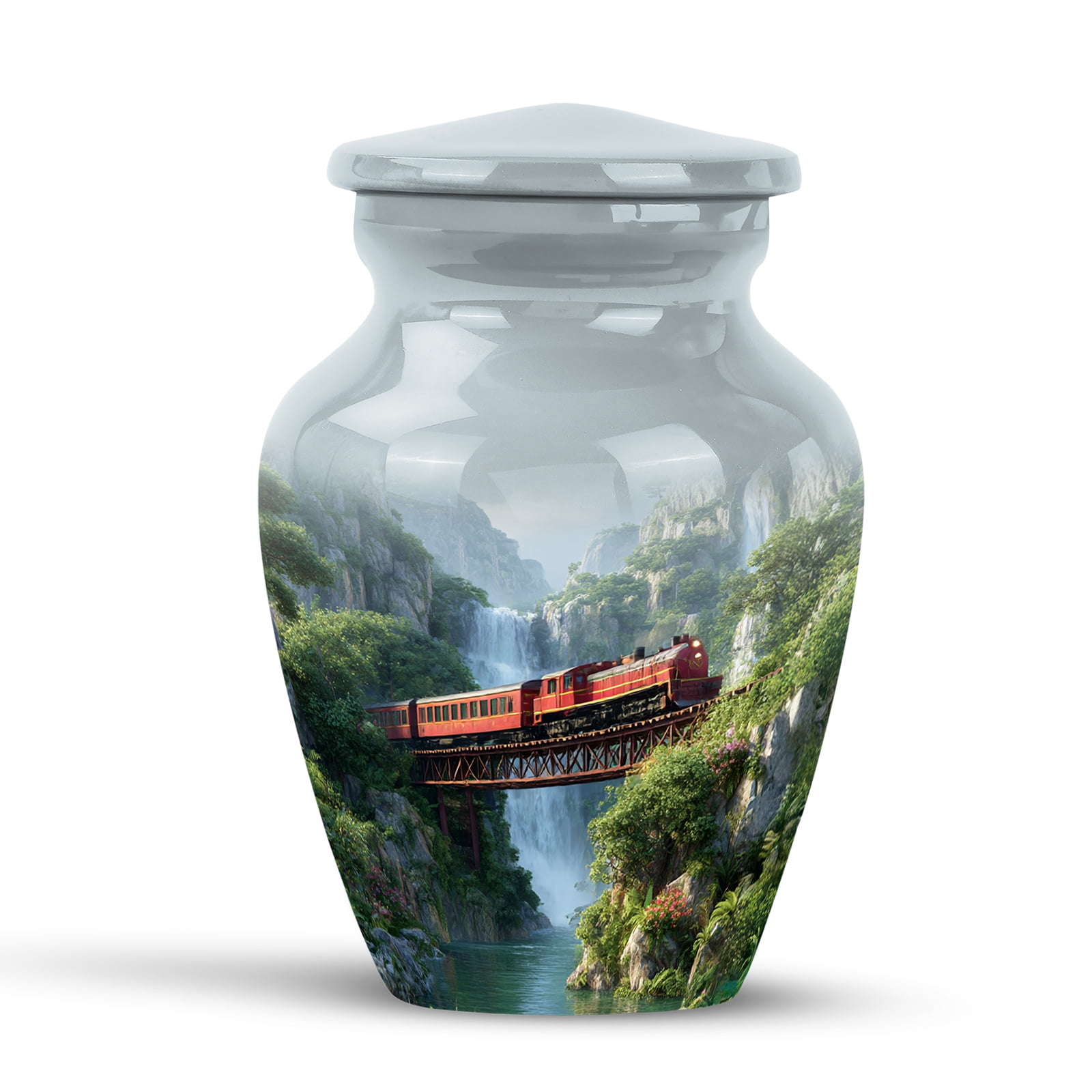 KARYLIZ Train Urns For Human Ashes - Mountain Waterfall Canyon Green ...