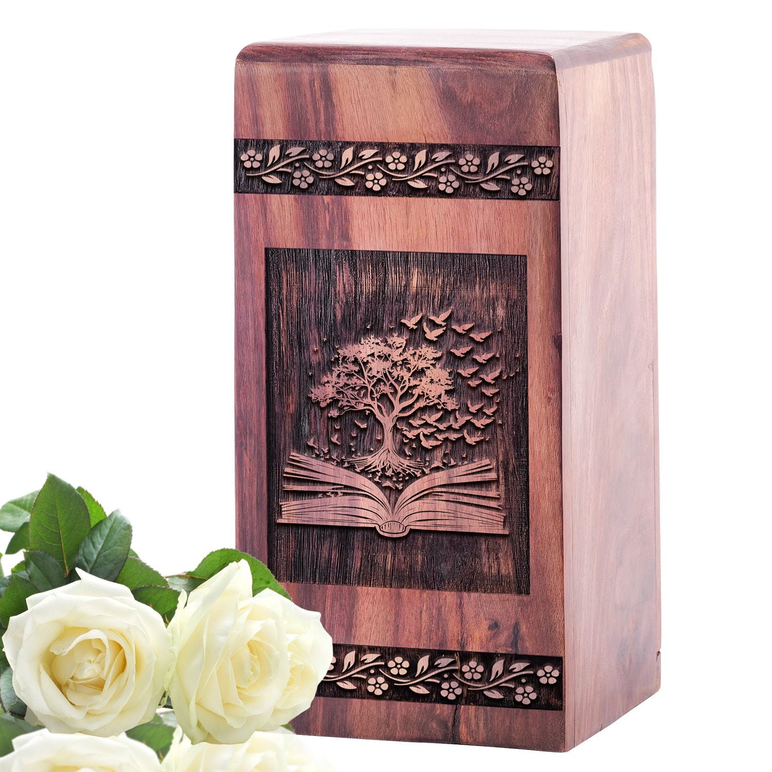KARYLIZ Tree Emerging From Book Wooden Ashes Urns - Large Decorative ...