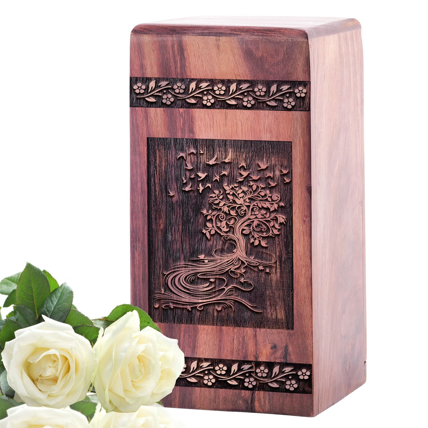 KARYLIZ Tree Of Life With Swirling Leaves Cremation Urns Wooden - Adult ...