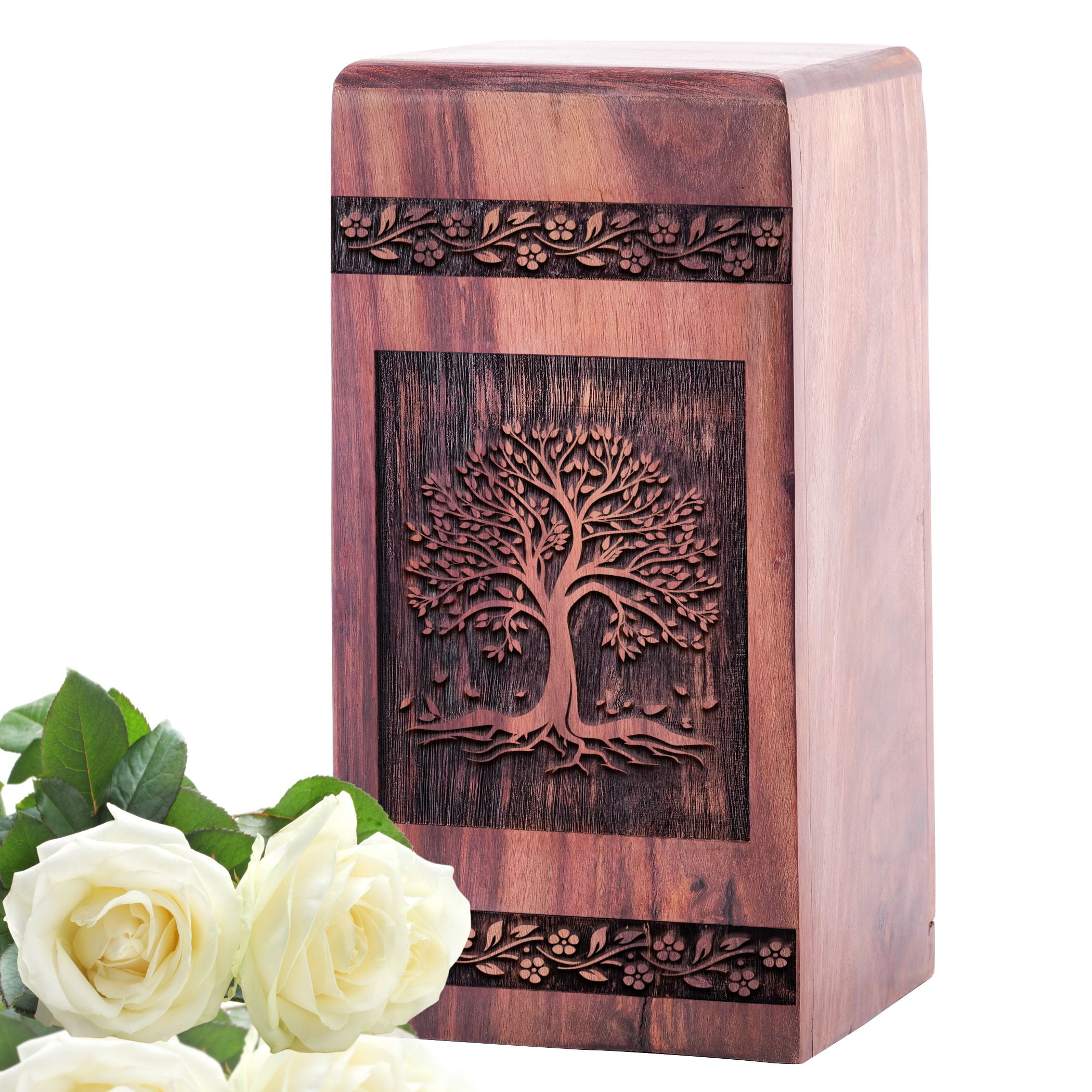 KARYLIZ Tree Of Life Wood Urn 10-Inch - Wooden Urns - Timeless Wooden ...