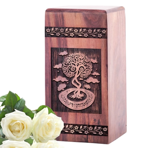 KARYLIZ Tree Of Life Wooden Urns Ashes - Wood Urn For Ashes Adult Male ...