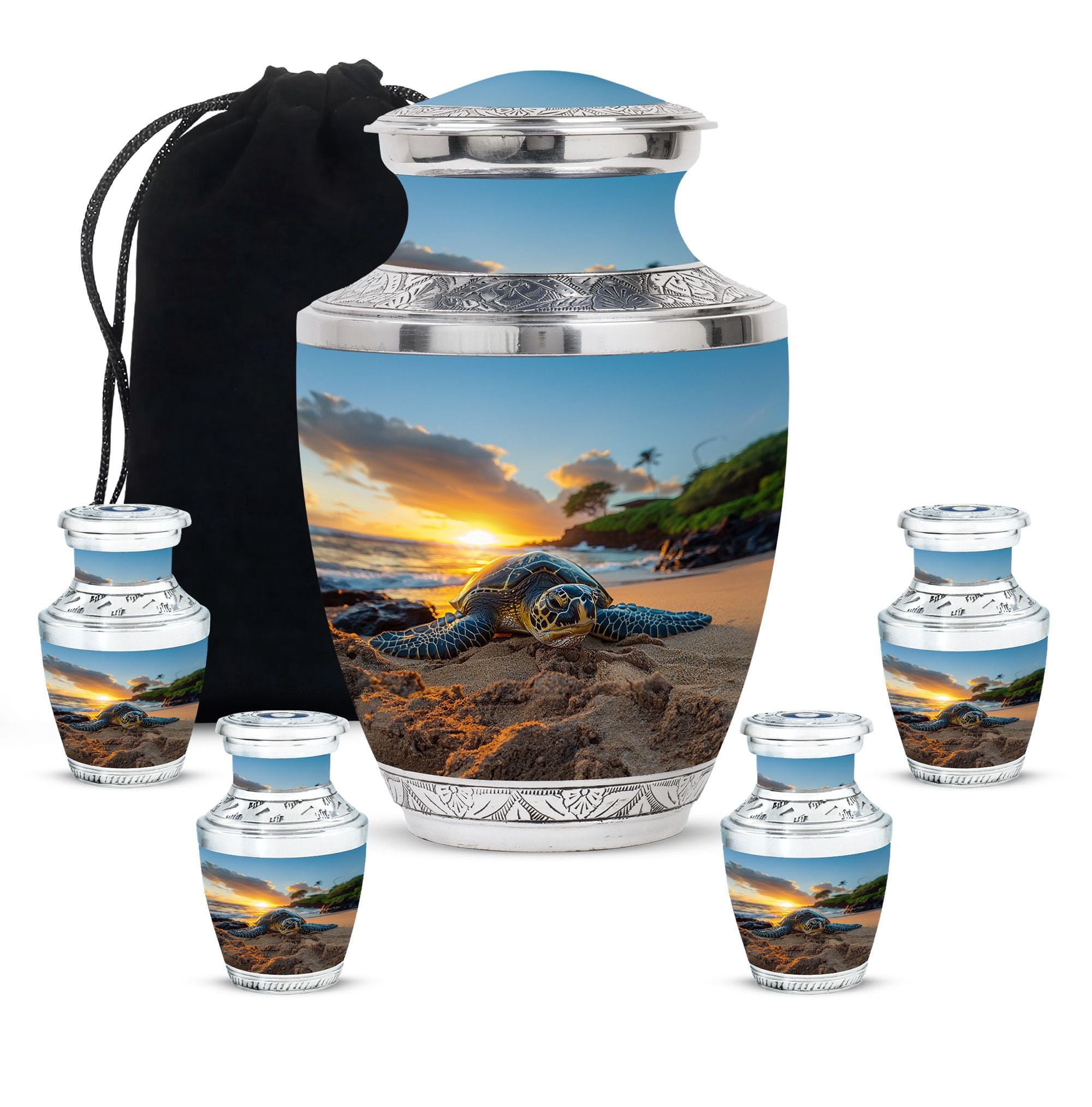 KARYLIZ Turtle Urns - Urn for Human Ashes Adult Male - Sunset Beach Sky ...