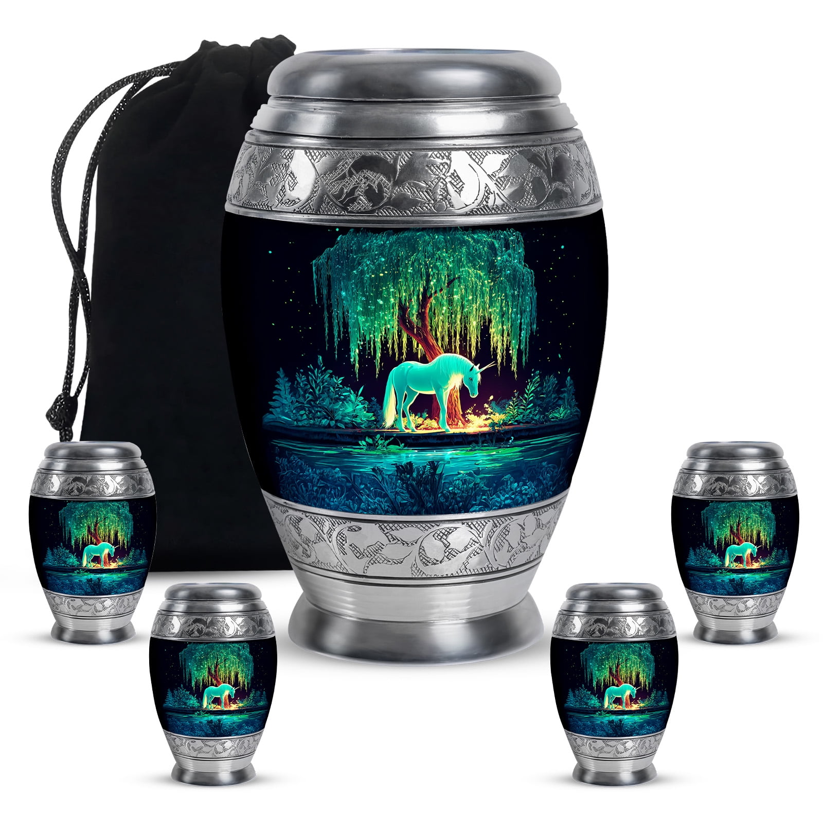 KARYLIZ Unicorn Burial Urns For Adult Human Ashes - Black Urn ...