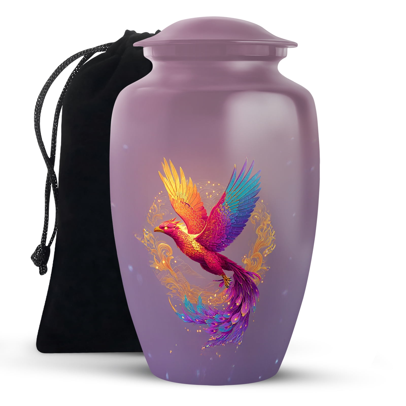 KARYLIZ Vibrant Phoenix in Floral Aura Cremation Urns With Velvet Bag ...