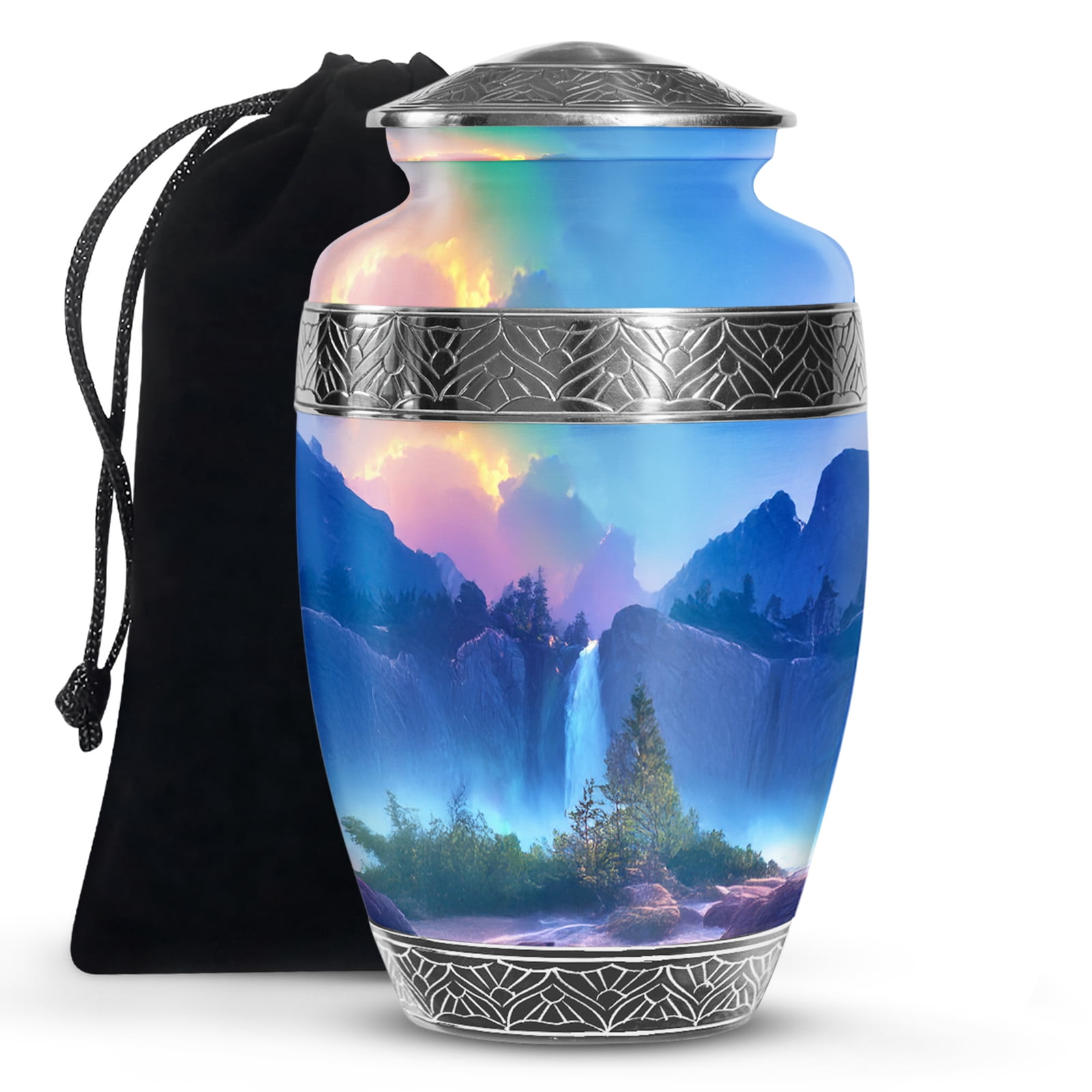 KARYLIZ Waterfall Cremation Urn For Ashes Adult Male - Blue Funeral ...