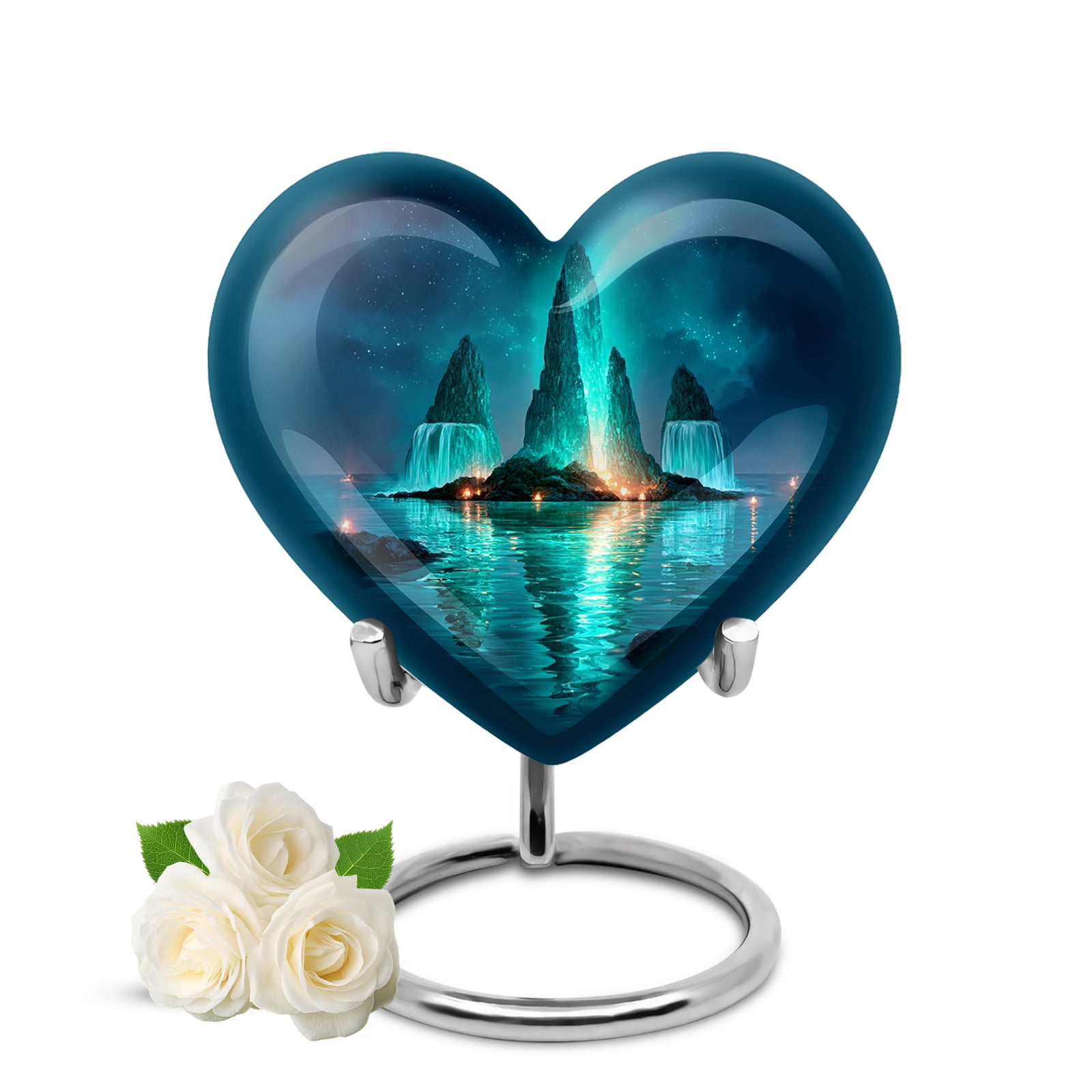 KARYLIZ Waterfall Urn For Ashes Adult Male - Blue Heart Shaped ...