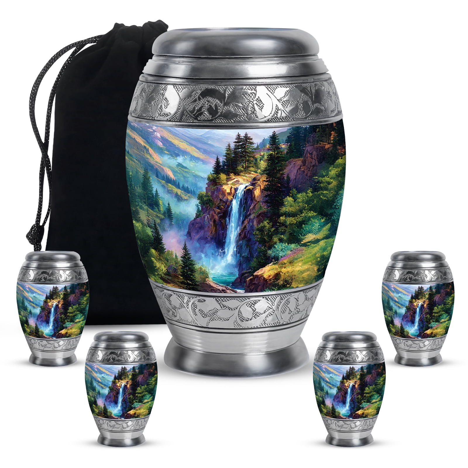 KARYLIZ Waterfall Urn For Ashes For Women - Glacier Blue Funeral ...
