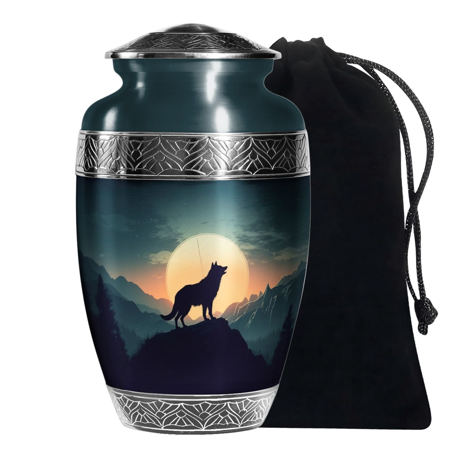 KARYLIZ Wolf-Howling-Moon-Night-Sky Urns For Human Ashes Adult Female ...