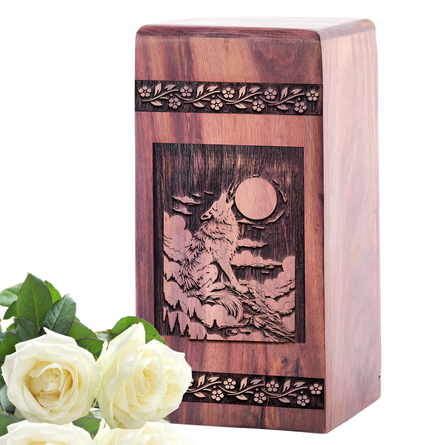 KARYLIZ Wolf Wooden Boxes For Human Ashes - Wooden Urns For Ashes Adult Male - Urn For Cremation ...