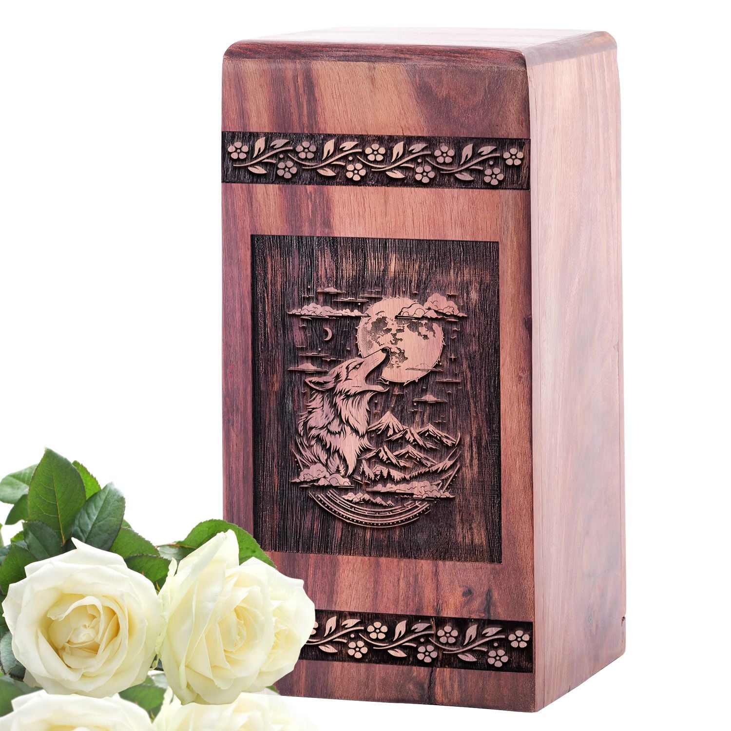 KARYLIZ Wolf Wooden Urn For Ashes Adult Male - Cremation Wooden Urns ...