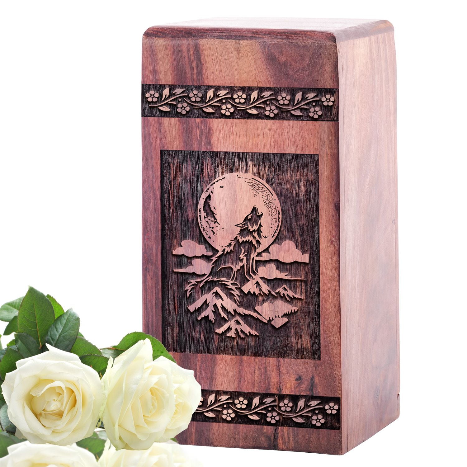 KARYLIZ Wolf Wooden Urns - Adult Wooden Urn - Urns For Adults Men - Ash ...