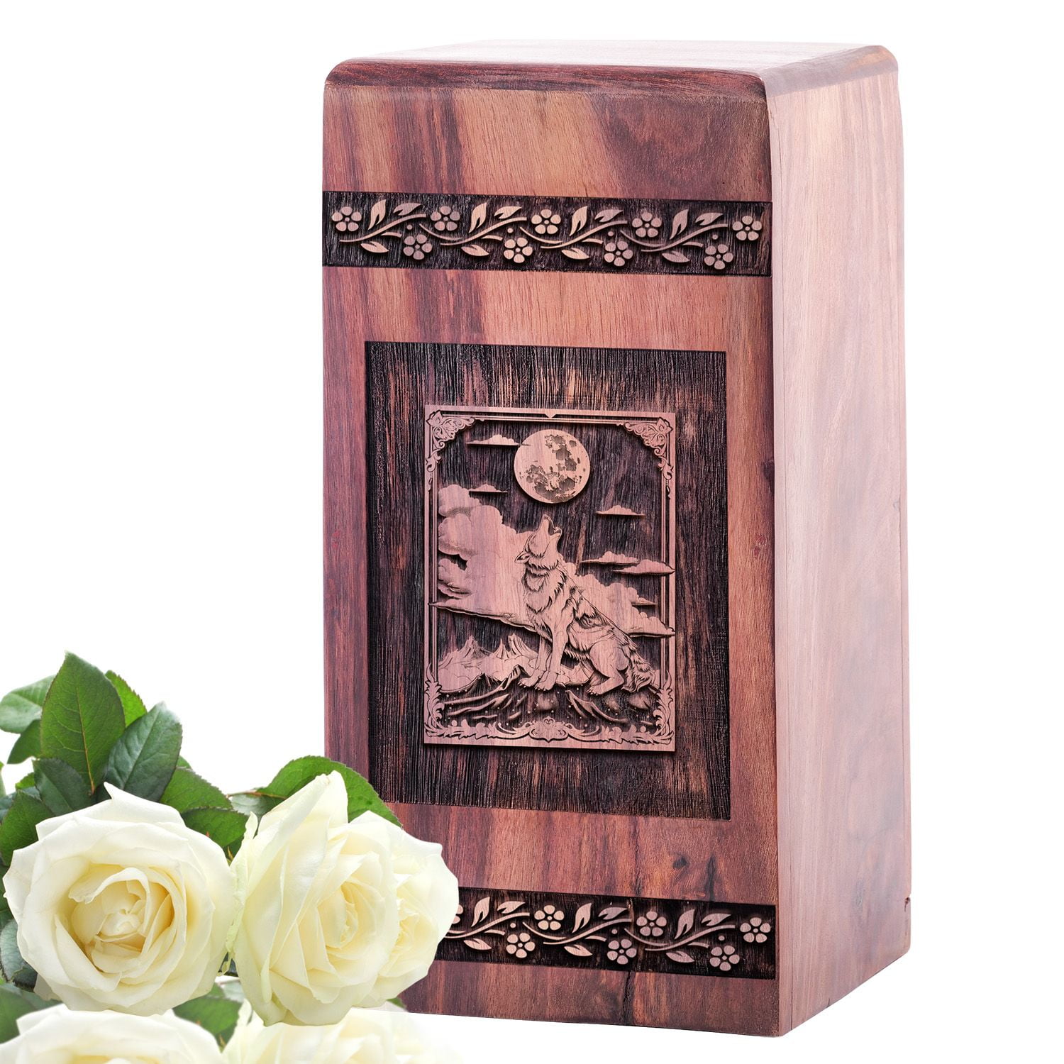 KARYLIZ Wolf Wooden Urns For Cremation Ashes - Wooden Urn Box - Urn ...