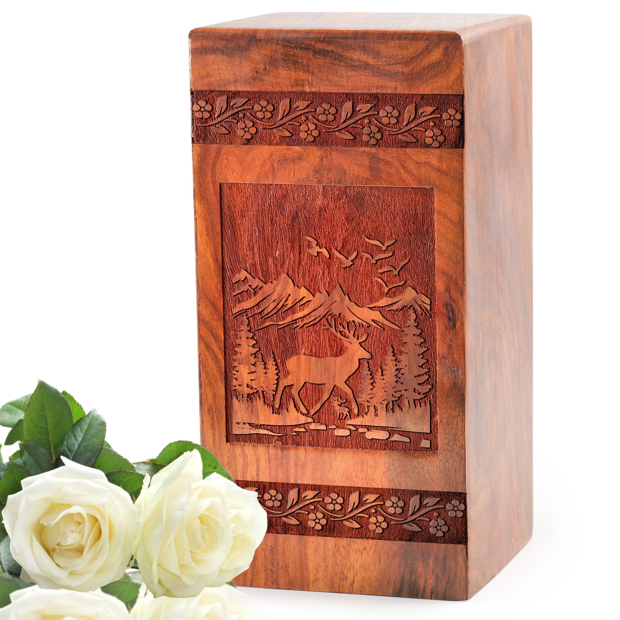 KARYLIZ Wooden Deer Urn - Urns For Adult Male Ashes - Artistically ...