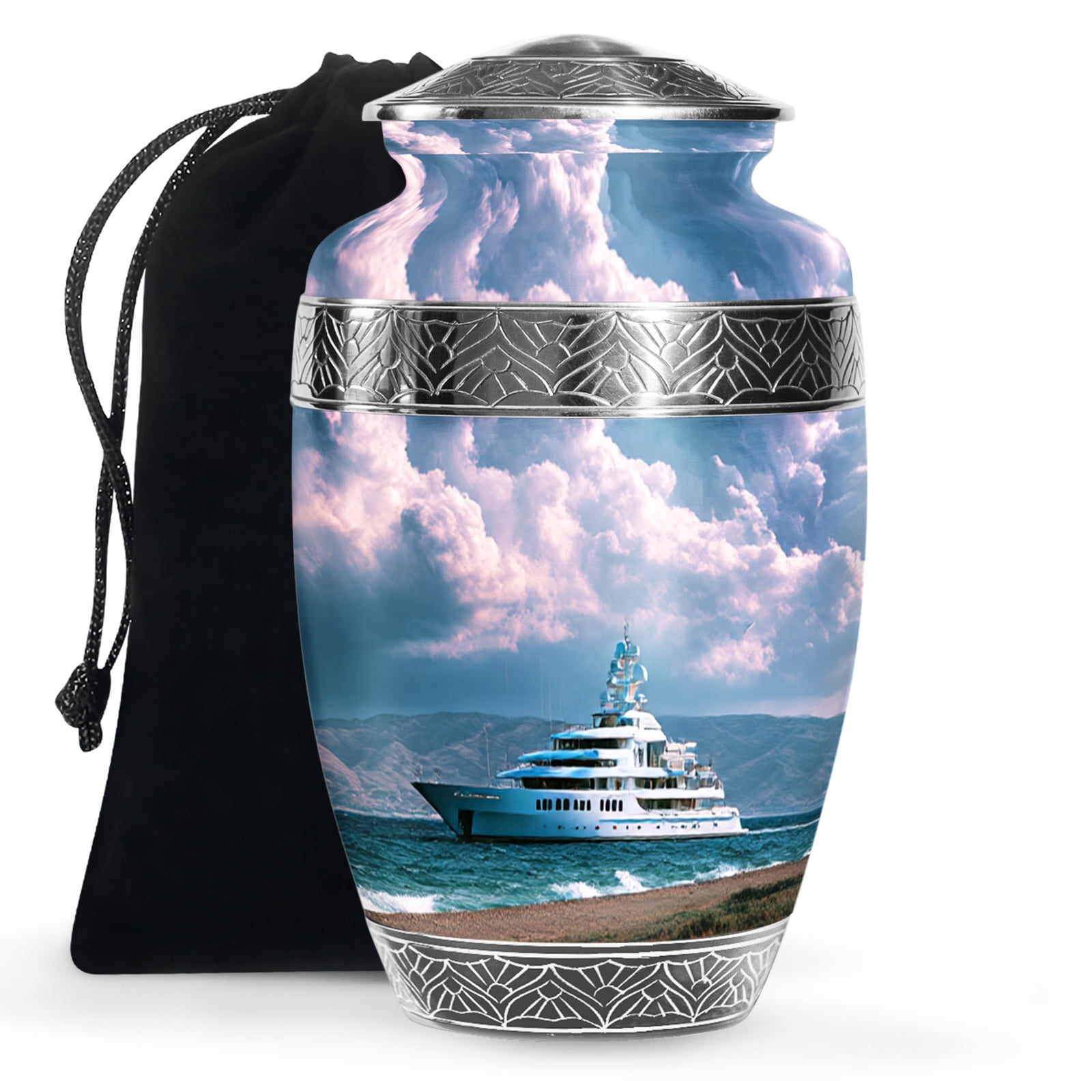 KARYLIZ Yacht Urn For Ashes For Women - Large Ocean Clouds Funeral Urn ...