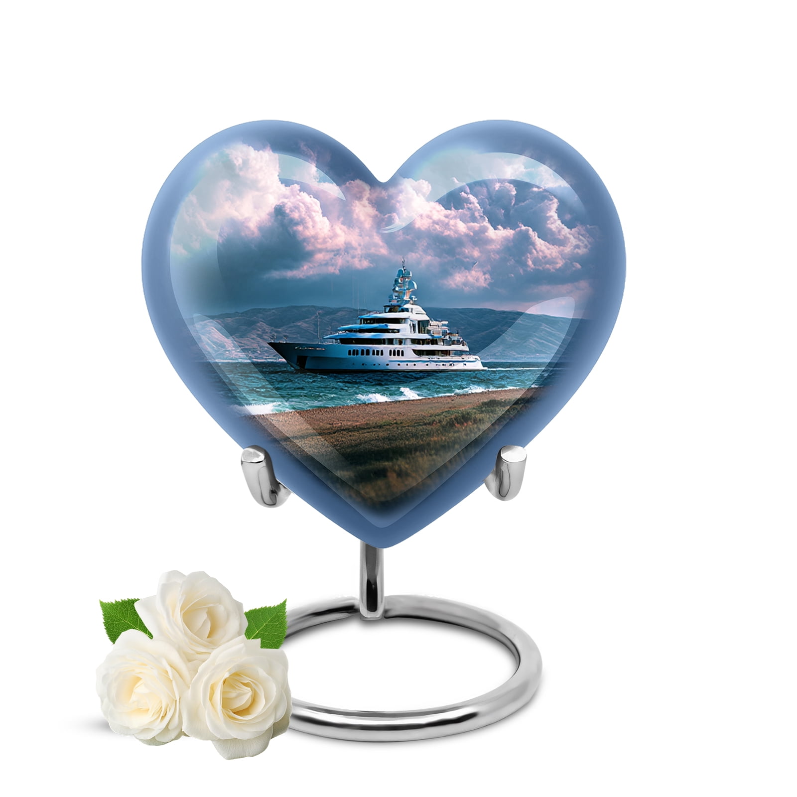 KARYLIZ Yacht Urn for Ashes for Women – Ocean Clouds Mini Heart Shaped ...