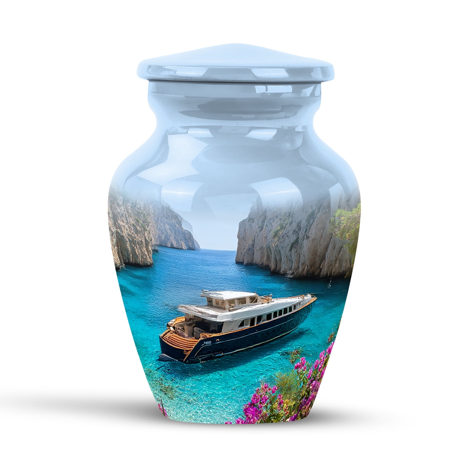 KARYLIZ Yacht Urn - Stormy Sea Small Urn For Ashes Keepsake Mom - 3 ...
