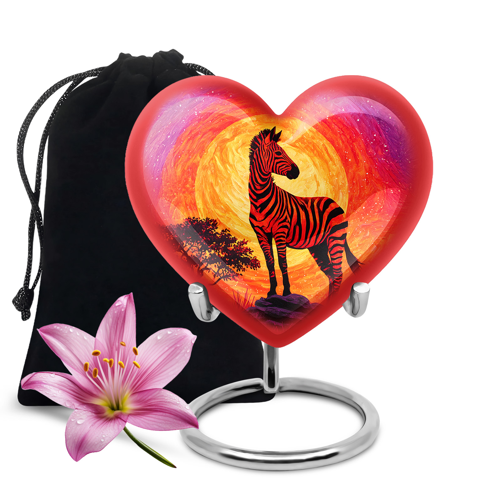 KARYLIZ Zebra Large Decorative Urn for Male Father - Heart Shaped ...