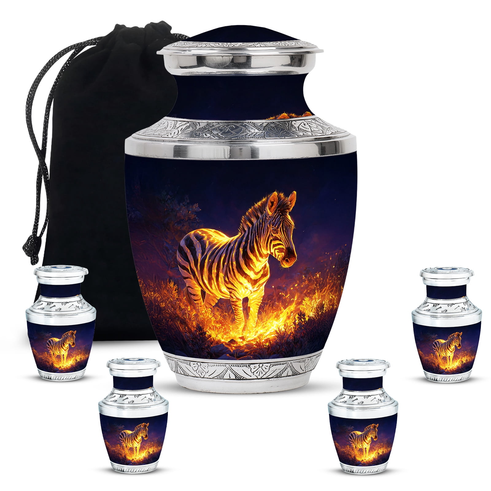KARYLIZ Zebra Mini Decorative Urns for Human Ashes Adult Male, Zebra in ...