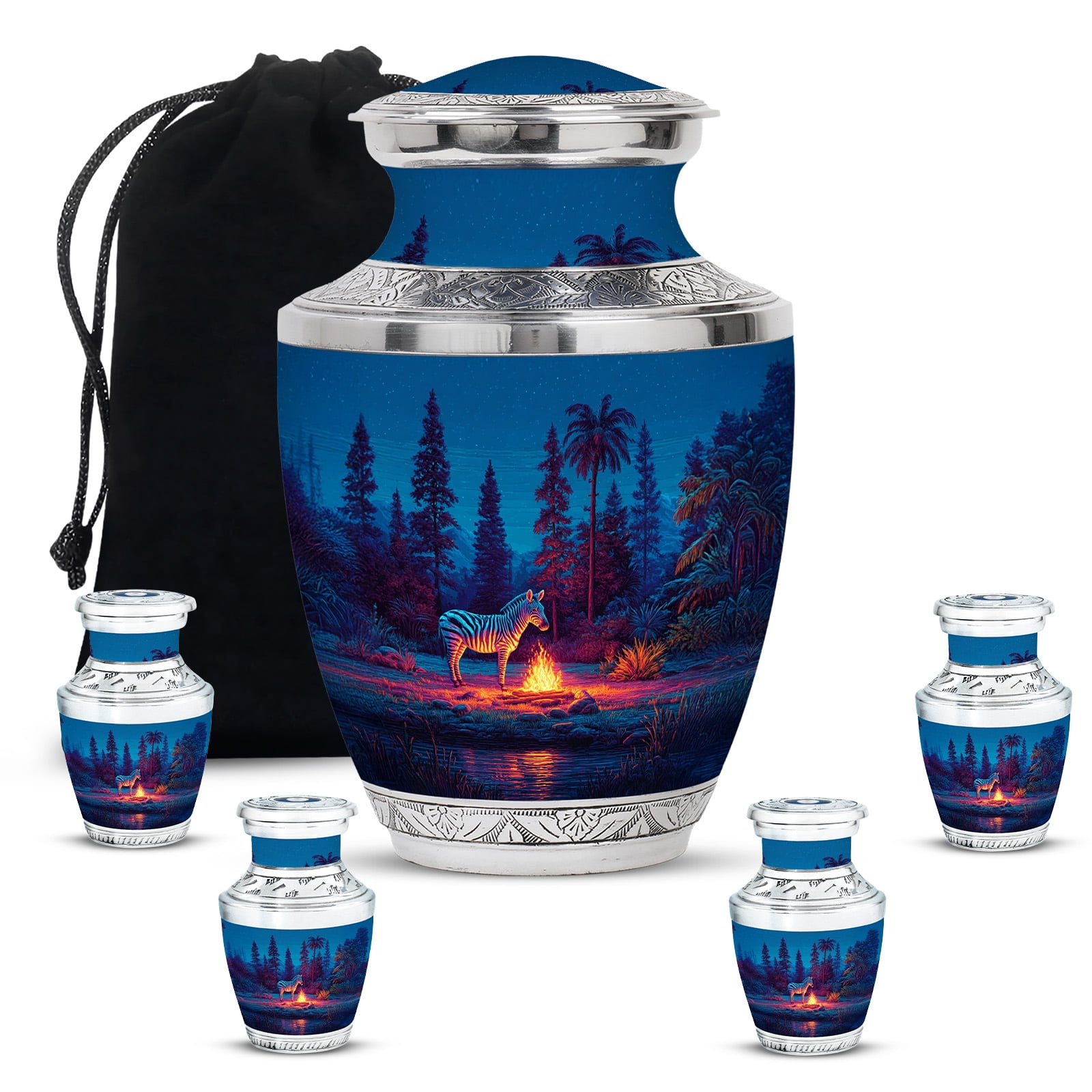 KARYLIZ Zebra Urns Human Ashes - Blue Small Urns for Human Ashes Adult ...